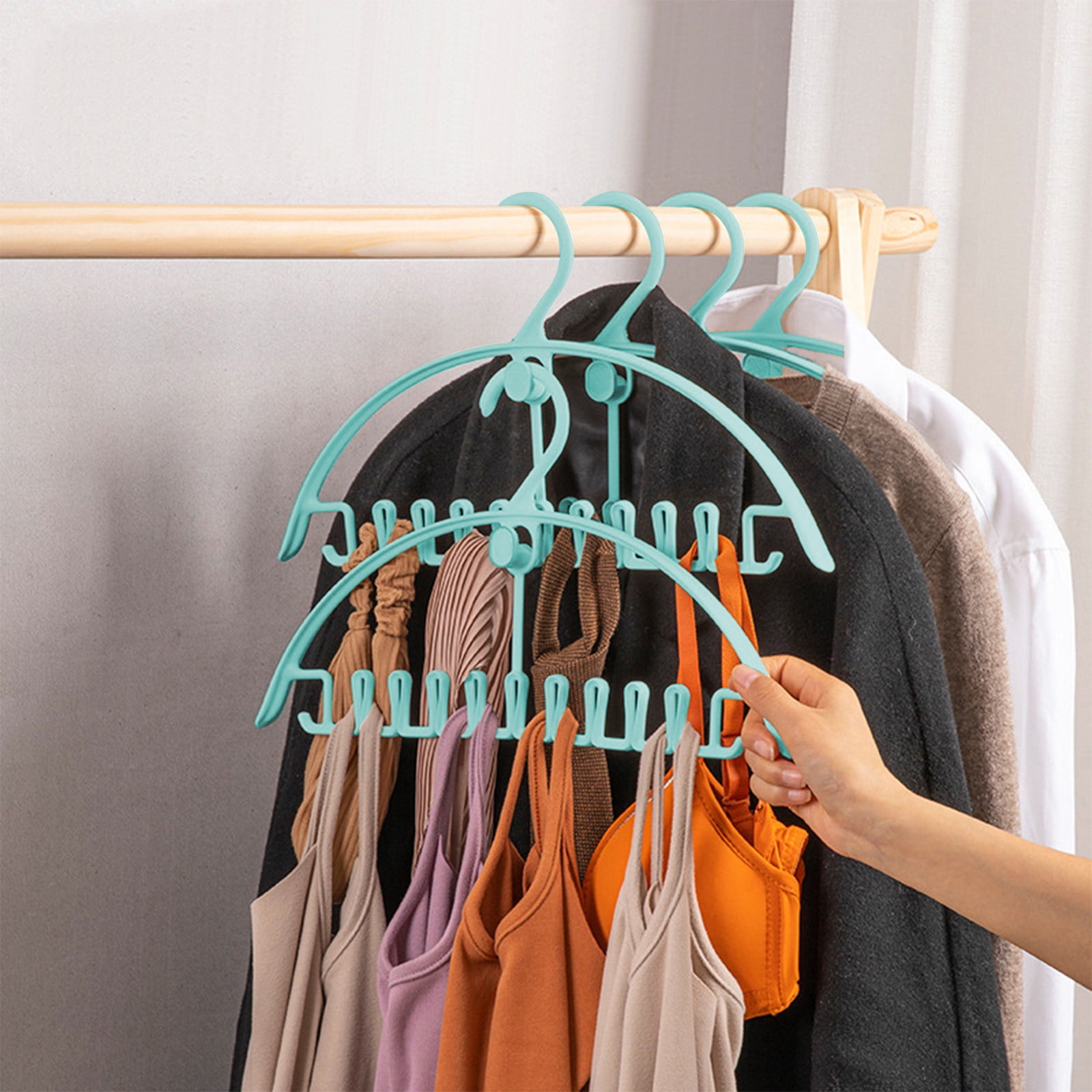 Space Saving Hanger Organizer with 9 Clips for Socks Underwear ...