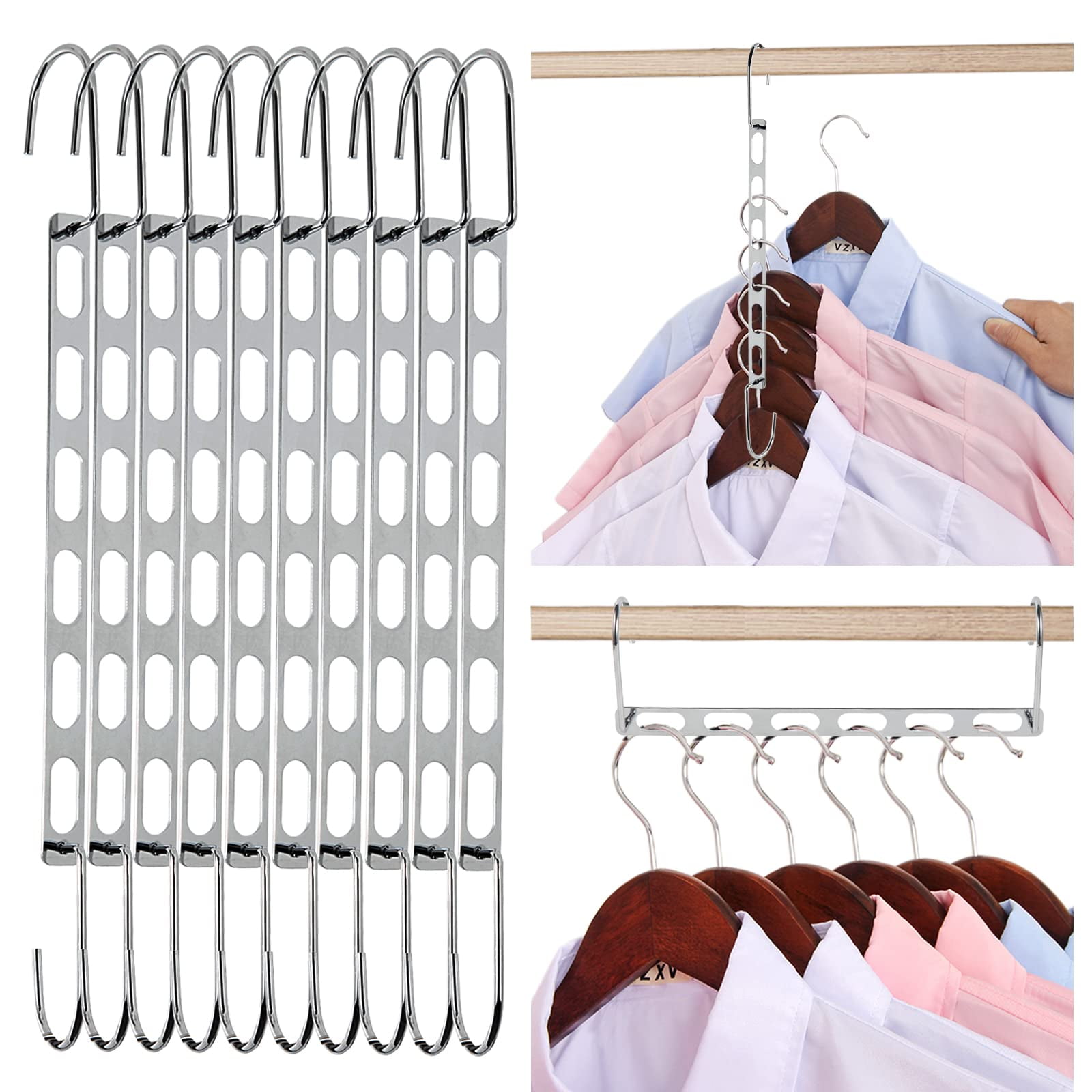 Space Saving Hangers, 10 Pack Metal Hanger Organizer, Space Saver ...