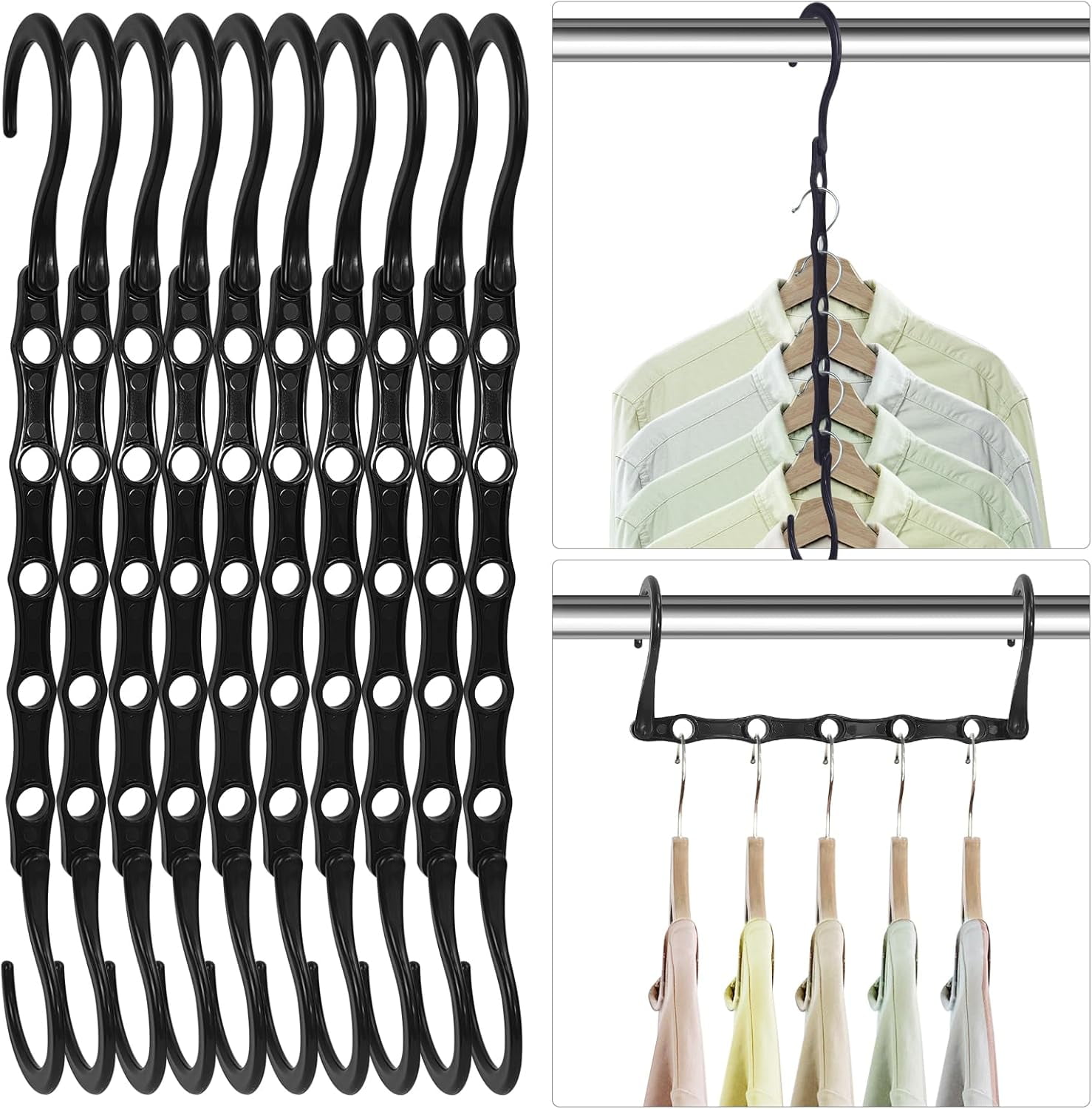 Space-Saving Hangers | 10 Pack Plastic Magic Hangers with 5 Holes ...