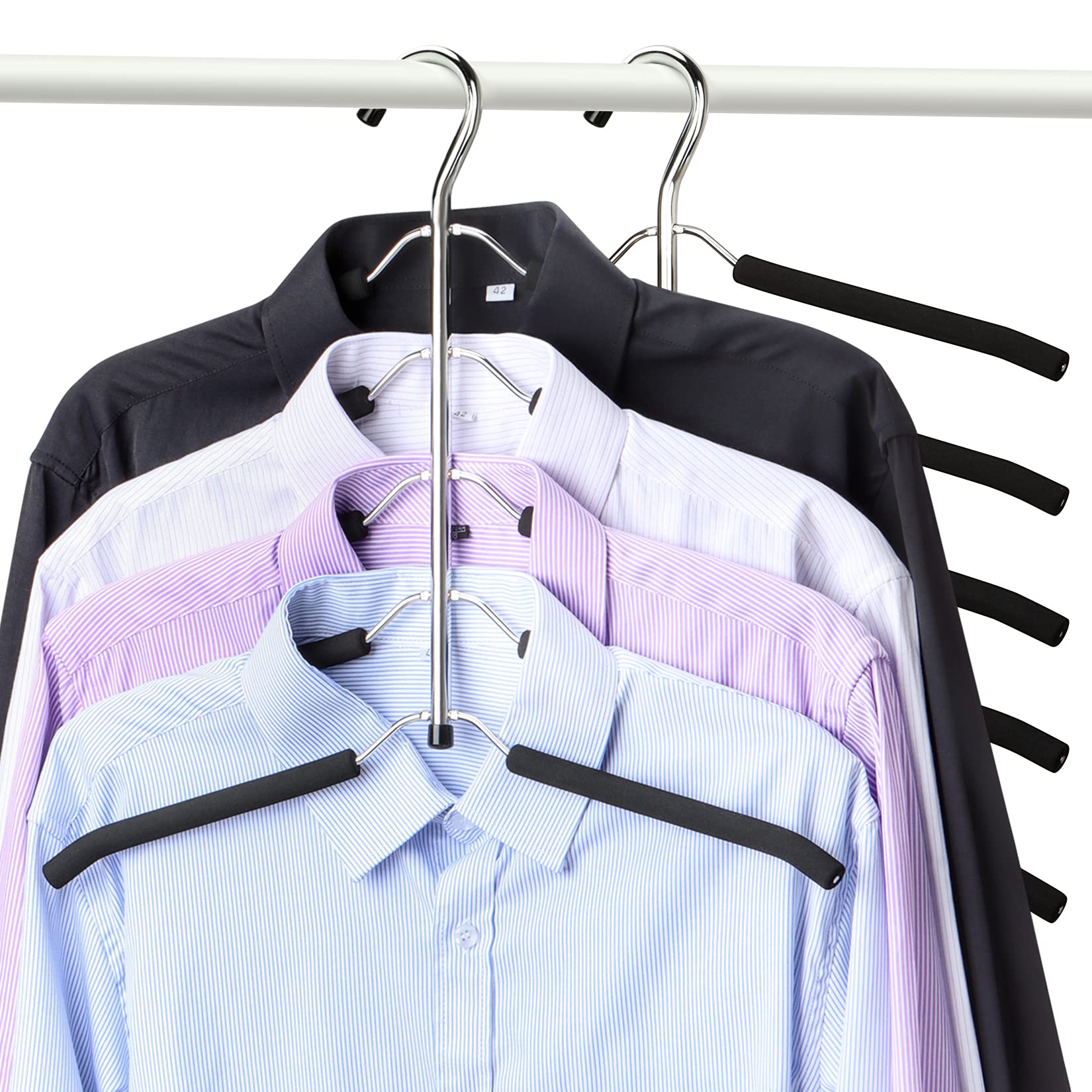 Space Saving Hangers 5 Layer Closet Organizer, Heavy Duty Stainless ...