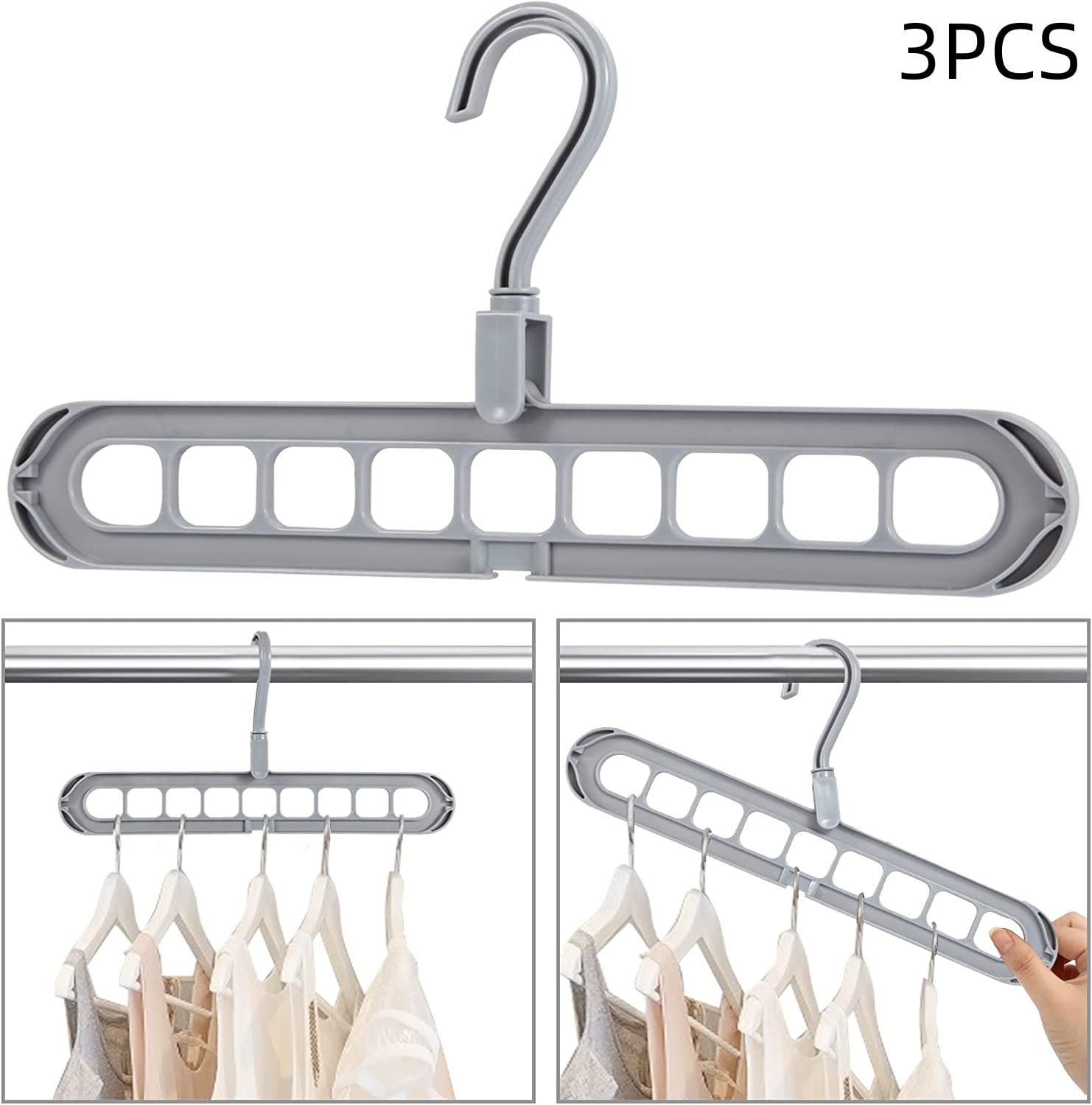 Space Saving Hangers, Bomutovy 3 Pack Magic Plastic Hanger, 9 Slots ...