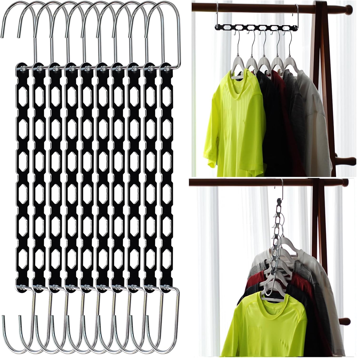 Space Saving Hangers for Clothes, 10 Hanger Organizer Space Saver ...