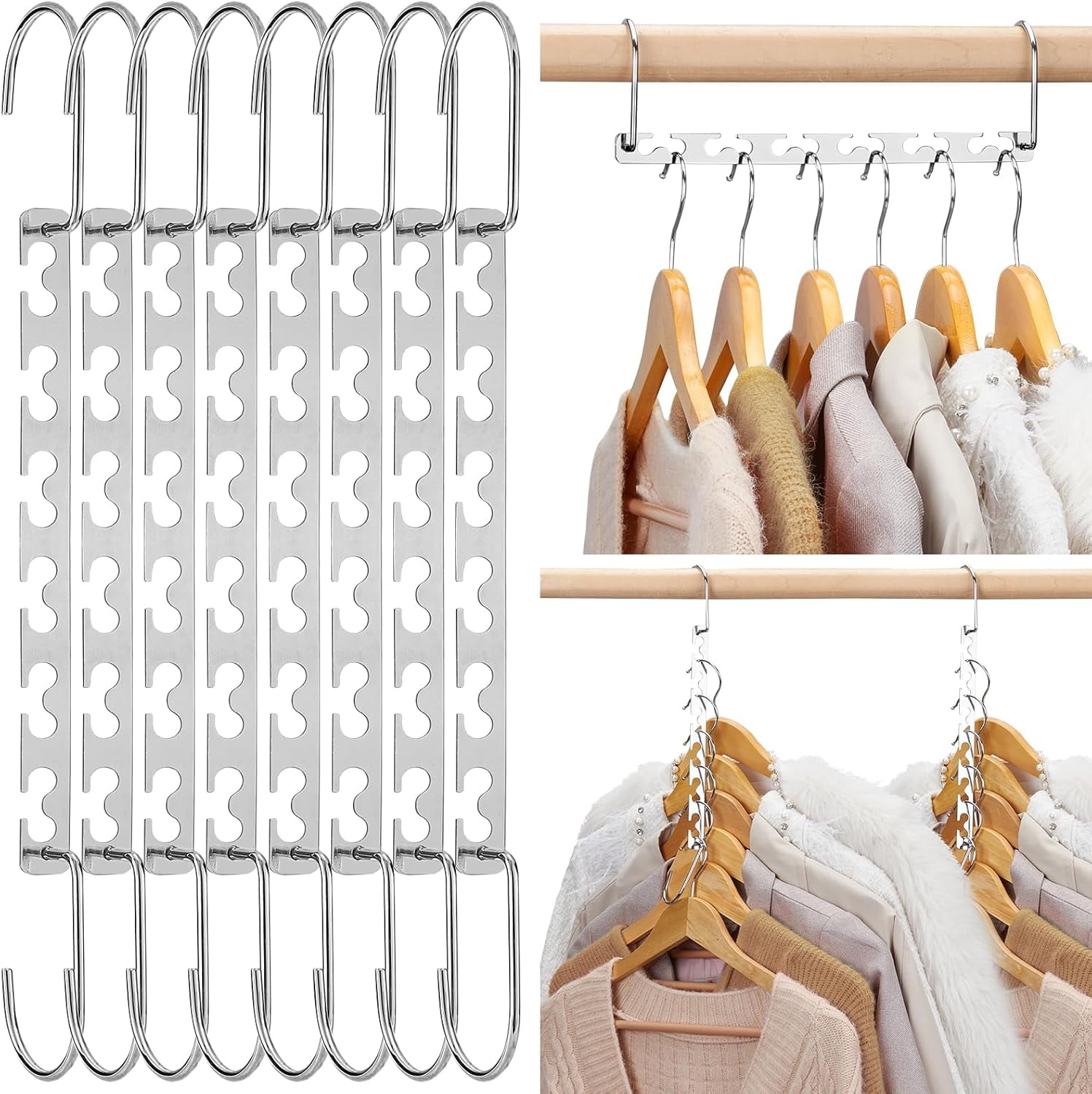 Space Saving Hangers for Clothes 12 Pack, Heavy Duty Hanger Organizer ...