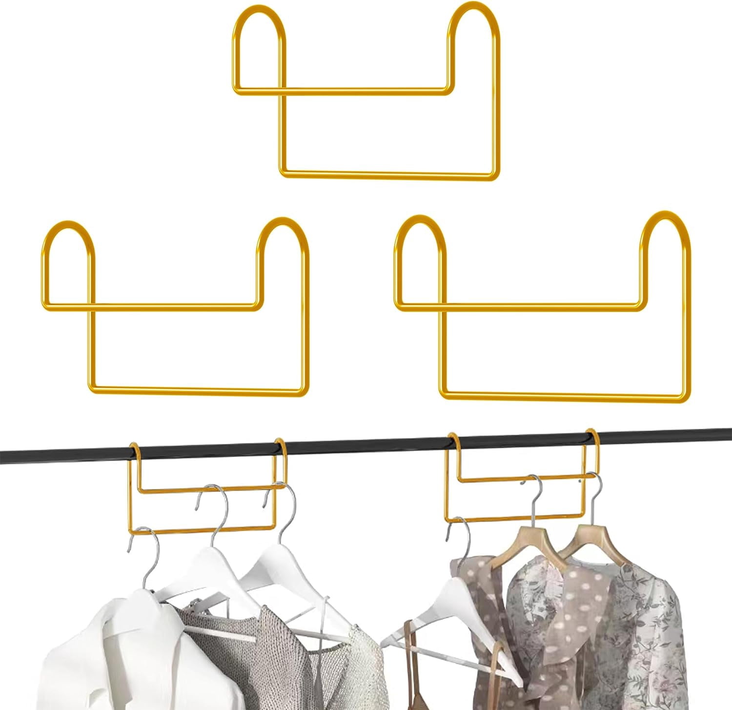 Space Saving Hangers for Clothes: 3 Pack 8 inch Magic Hanger Closet ...