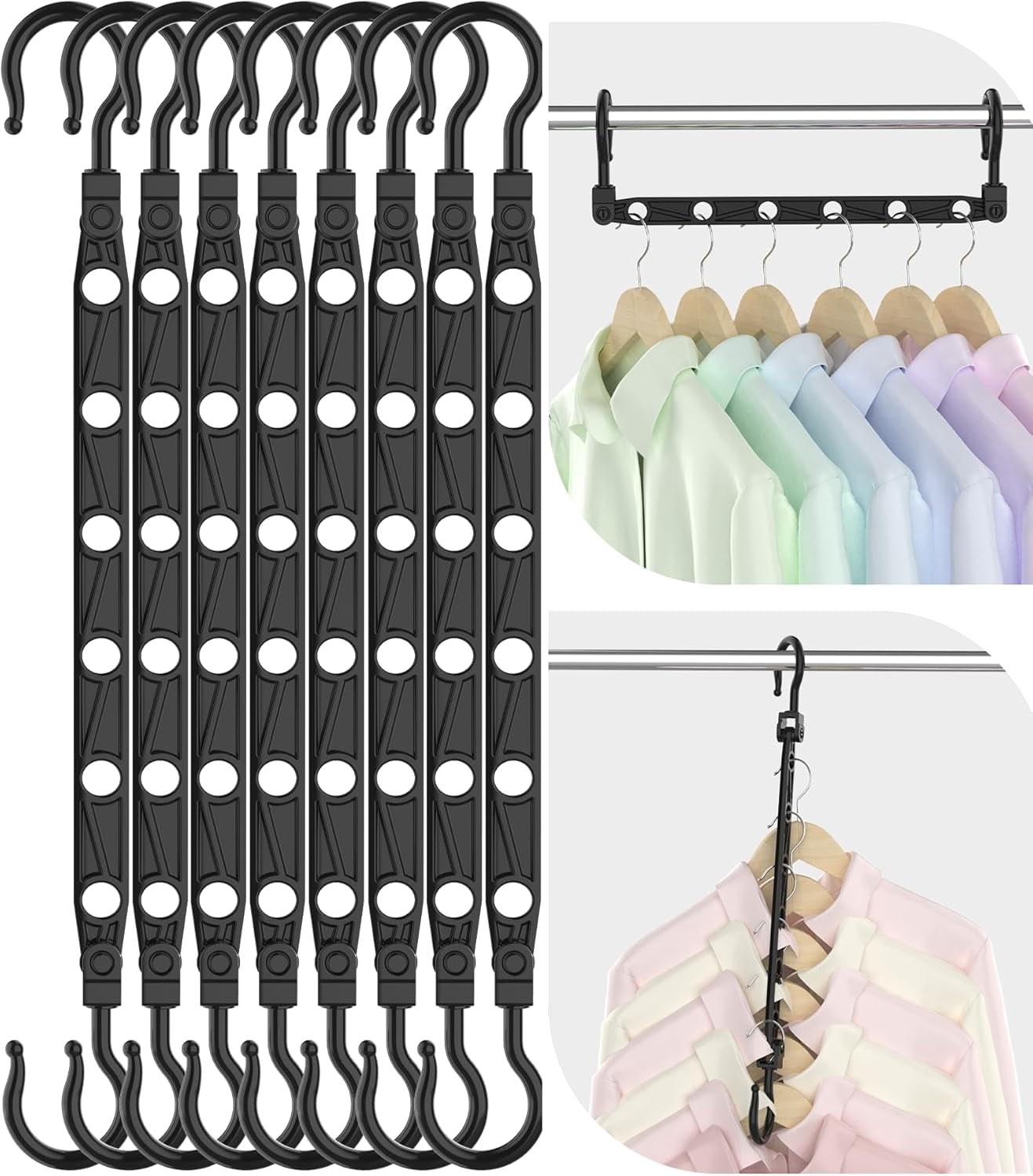 Space Saving Hangers for Clothes, 8 Pack Collapsible Hangers with 6 ...