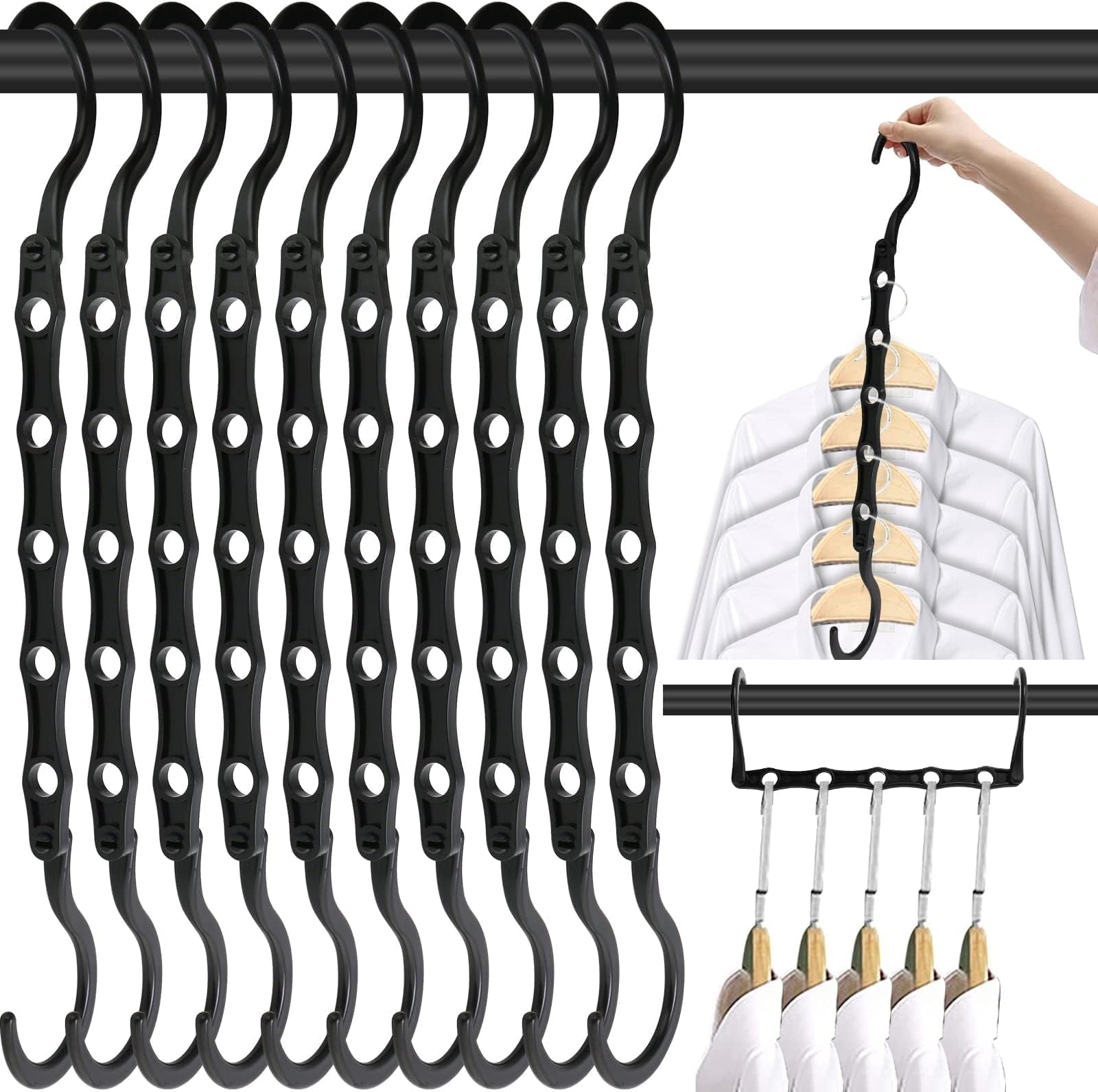 Space Saving Hangers, Hanger Organizer, Sturdy Plastic Hanger, Closet ...