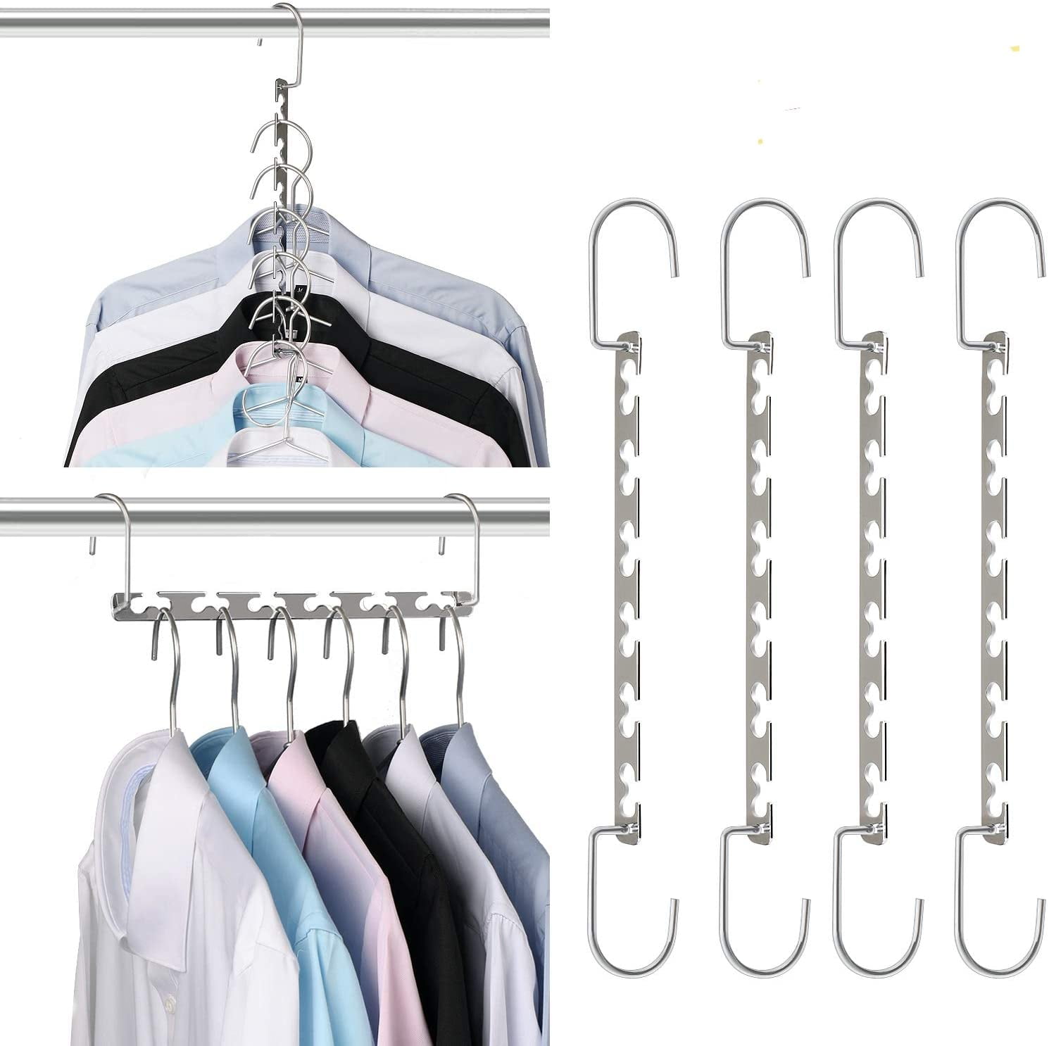 Space Saving Hangers Metal Hanger Magic Cascading Hanger Closet Clothes ...