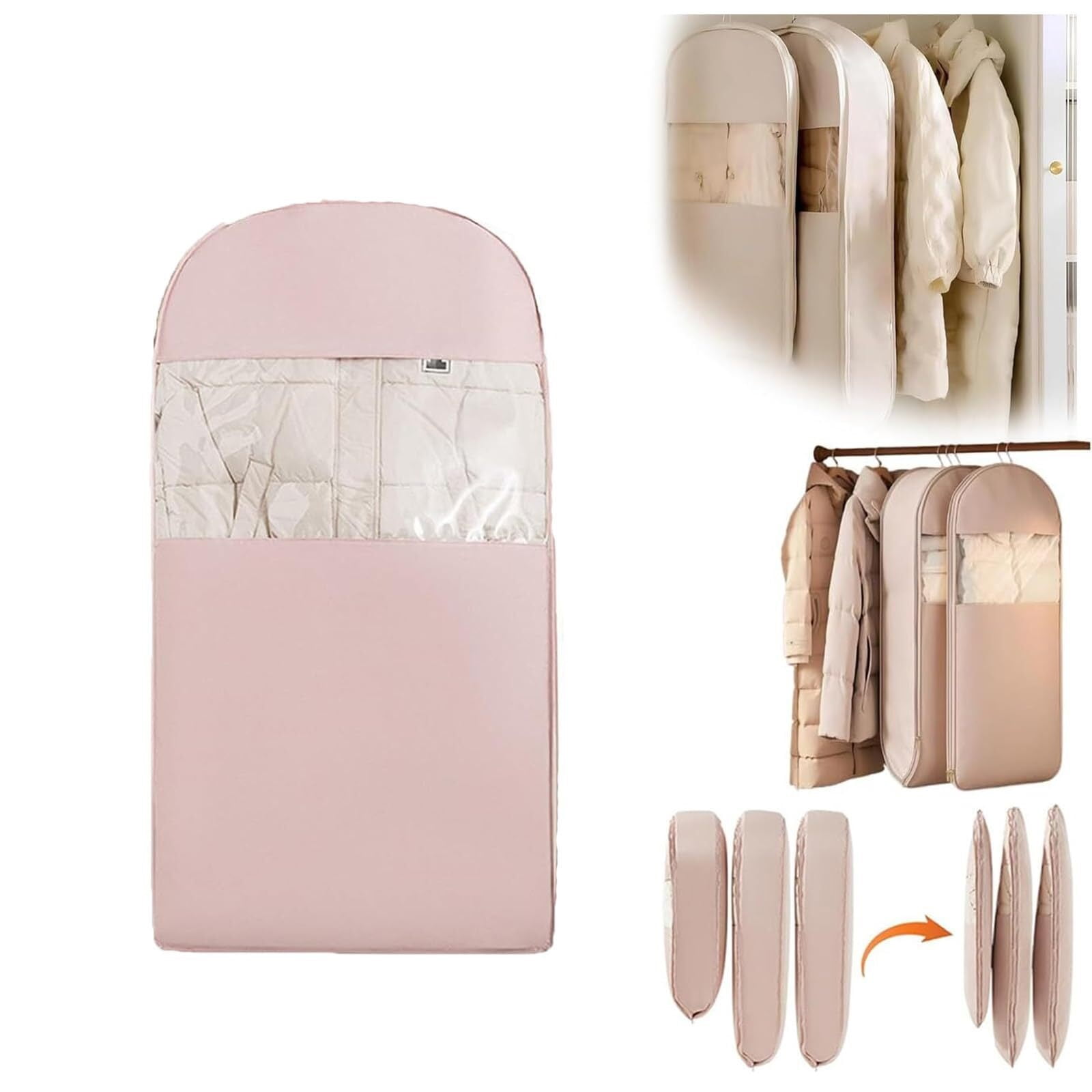 Space Saving Hanging Garment Bag with Self Compression Zipper, 2025 New ...