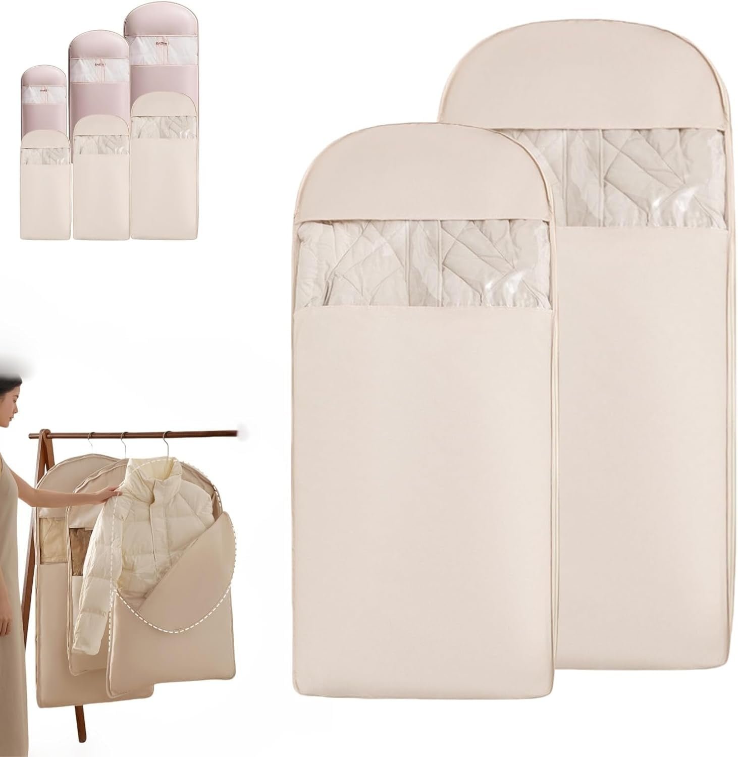 Space Saving Hanging Garment Bag With Self Compression Zipper, 2025 New ...