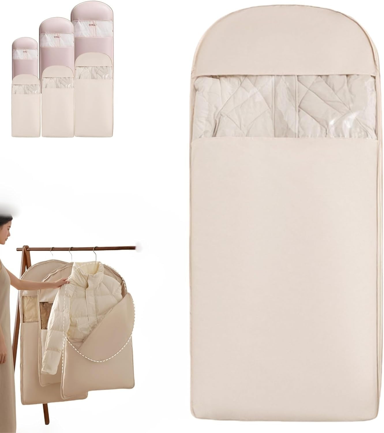 Space Saving Hanging Garment Bag With Self Compression Zipper, 2025 New ...