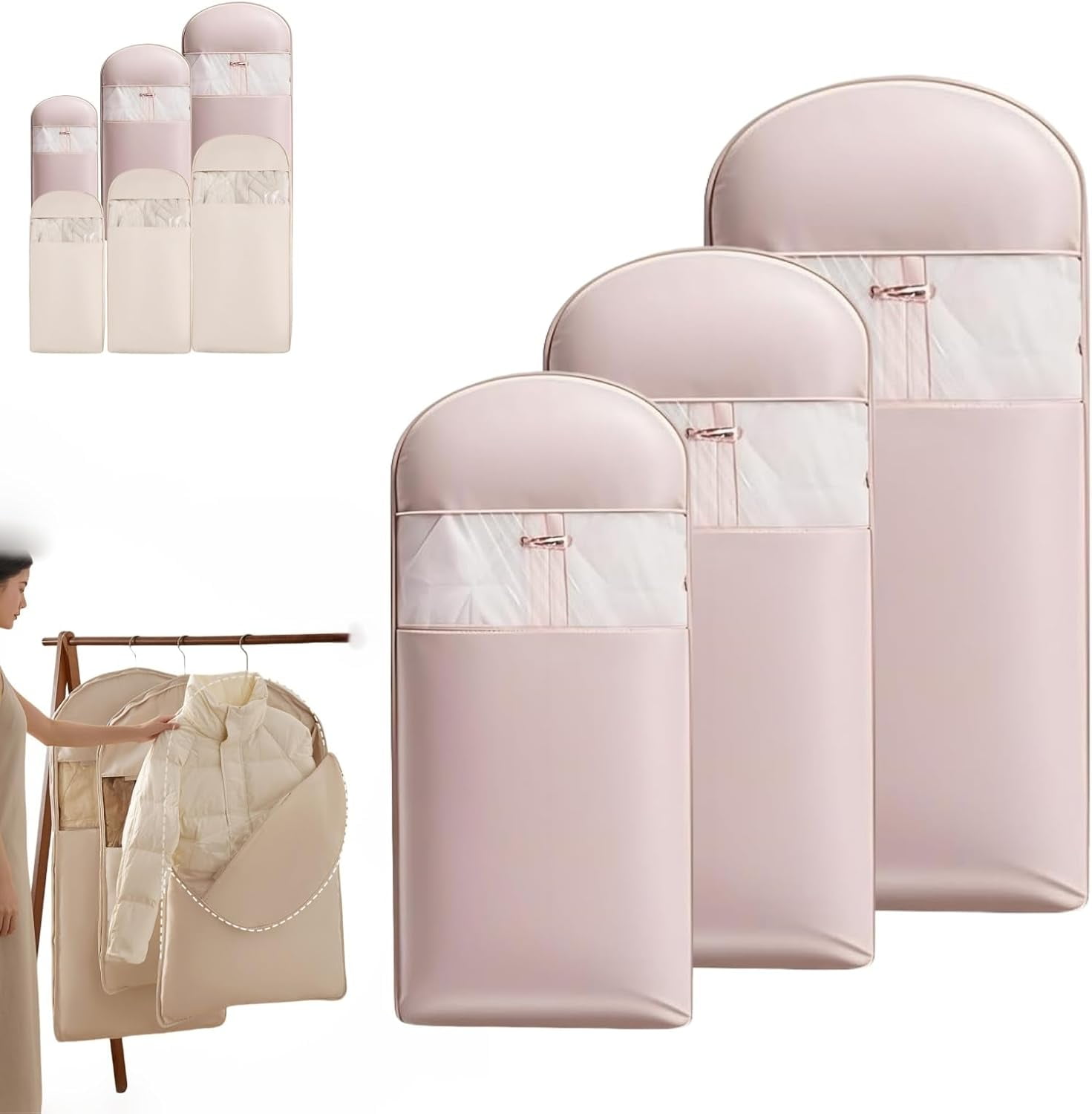 Space Saving Hanging Garment Bag With Self Compression Zipper, 2025 New ...