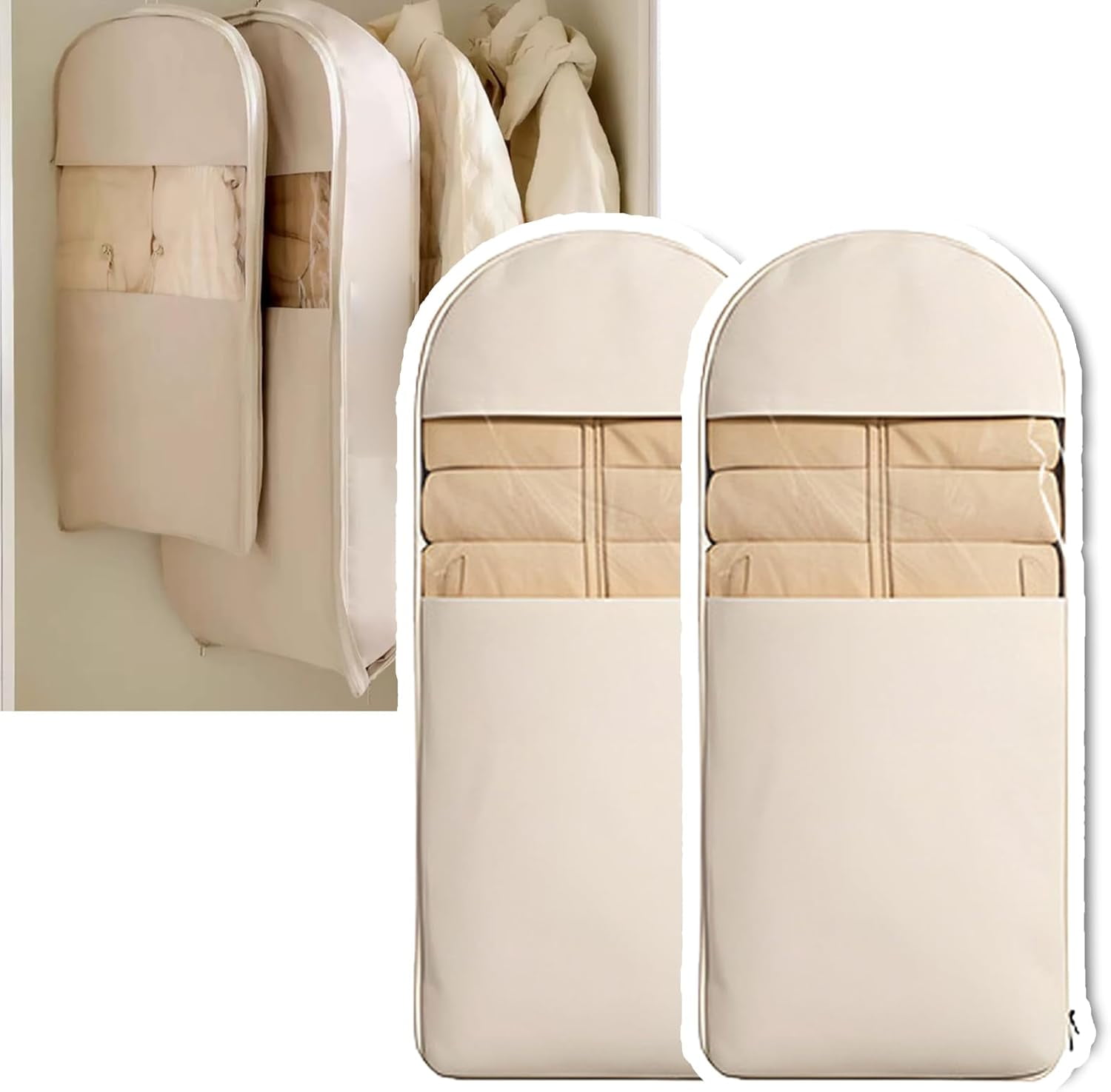 Space Saving Hanging Garment Bag with Self Compression Zipper, 2025 New ...