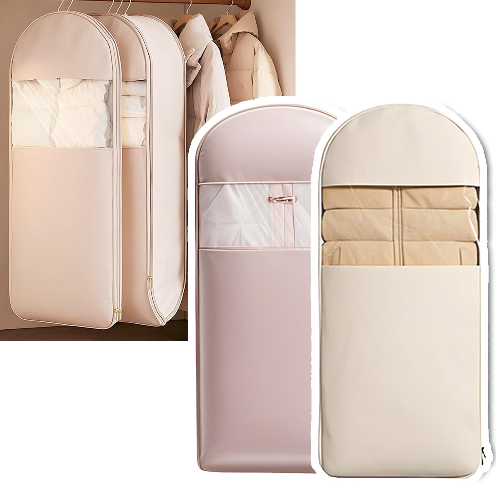 Space Saving Hanging Garment Bag with Self Compression Zipper, 2025 New ...