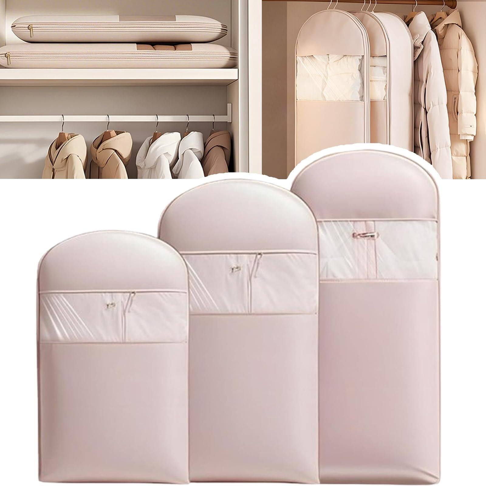 Space Saving Hanging Garment Bag with Self Compression Zipper, 2025 New ...