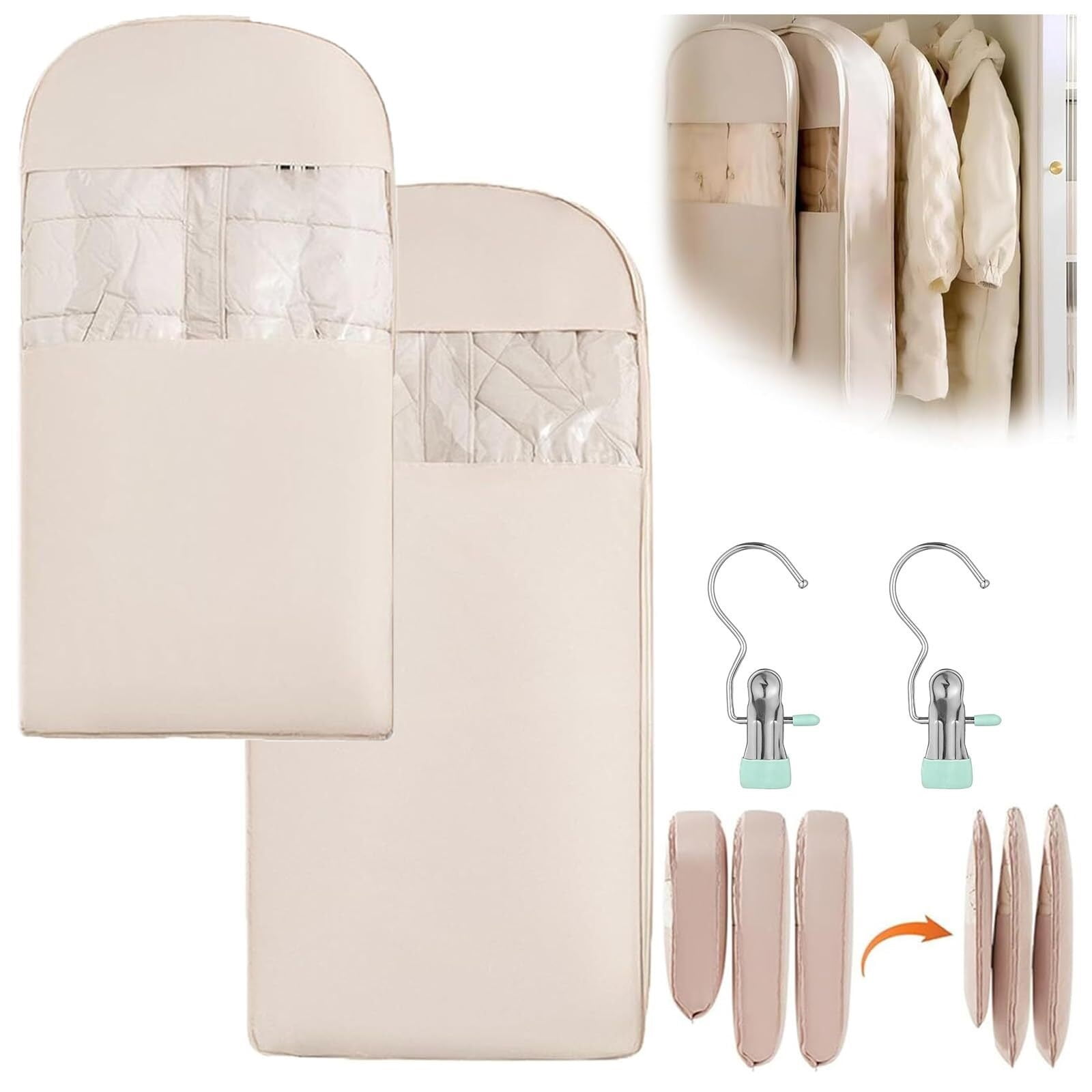 Space Saving Hanging Garment Bag with Self Compression Zipper, 2025 ...