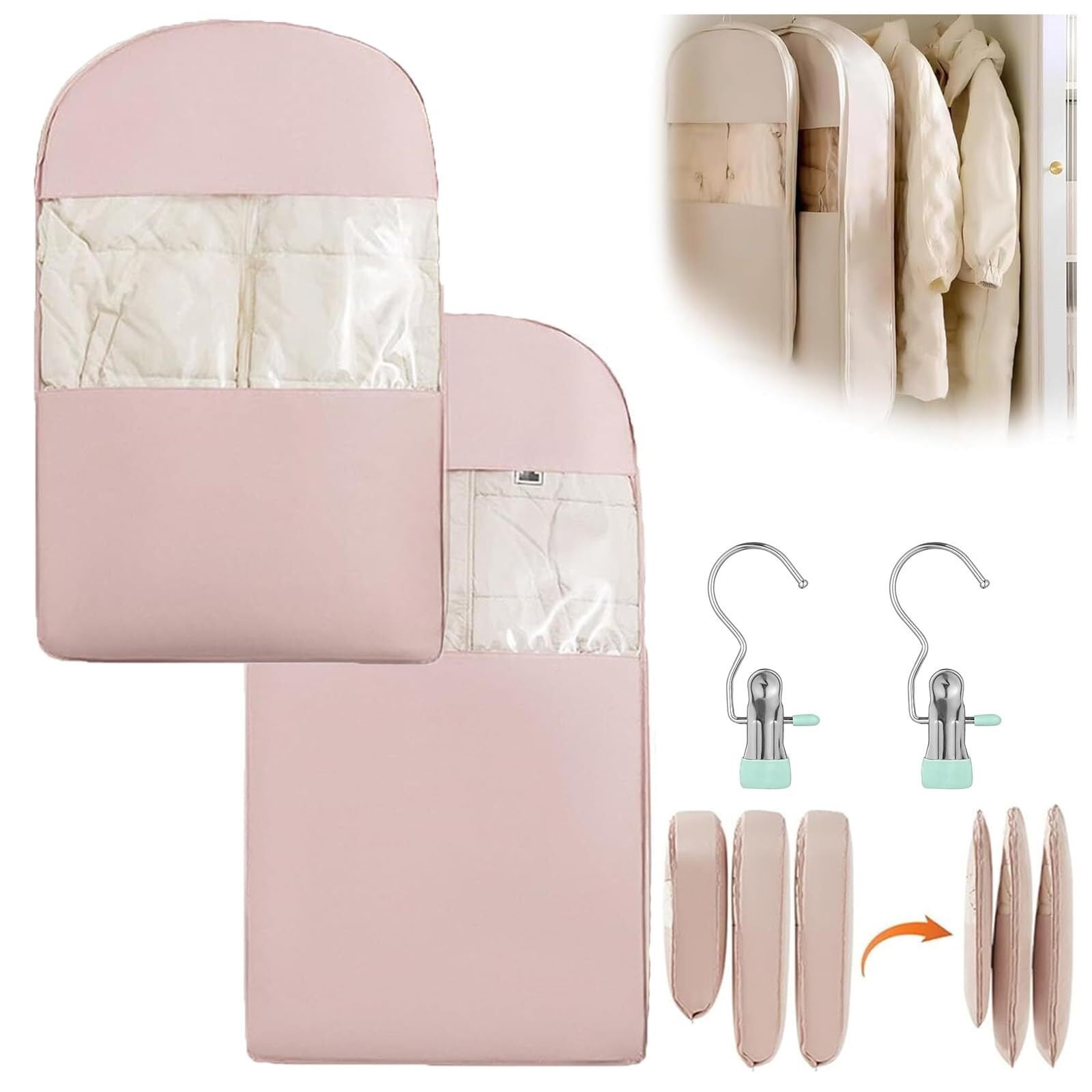 Space Saving Hanging Garment Bag with Self Compression Zipper, 2025 ...