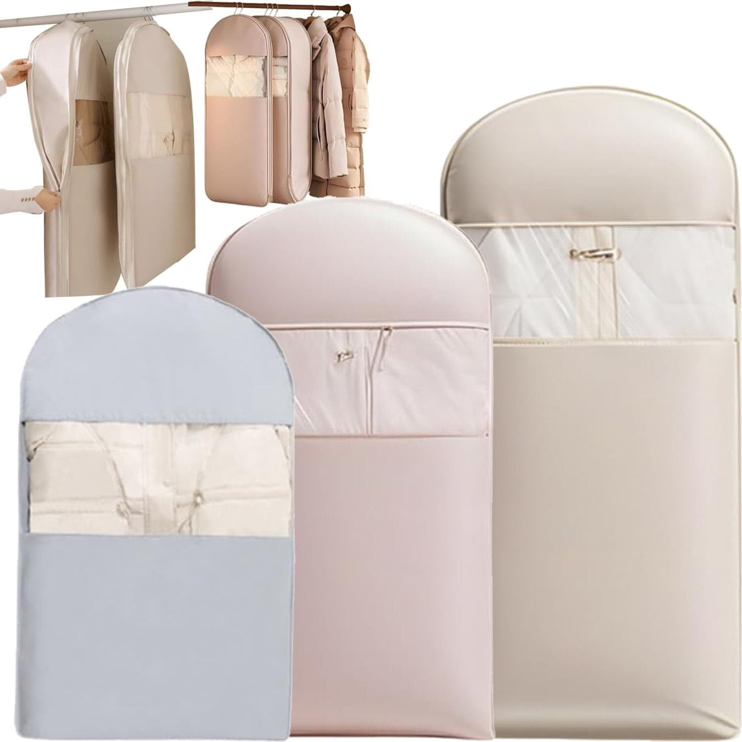 Space Saving Hanging Garment Bag with Self-Compression Zipper 40 Space ...