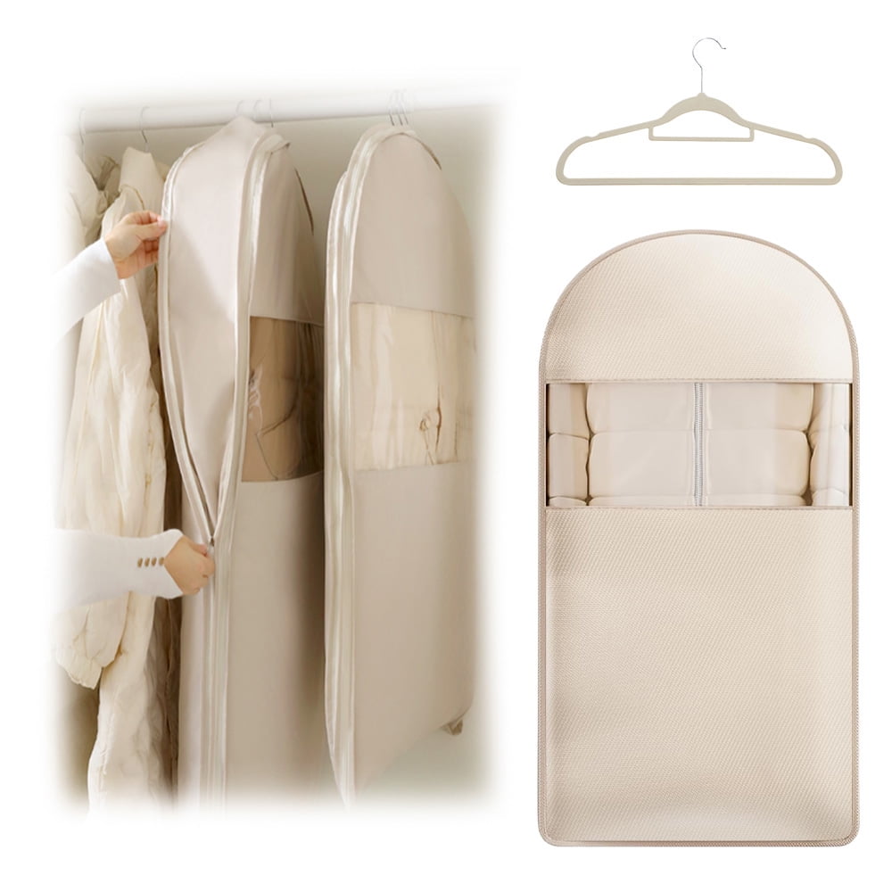 Space Saving Hanging Garment Bag with Self Compression Zipper,Clear ...