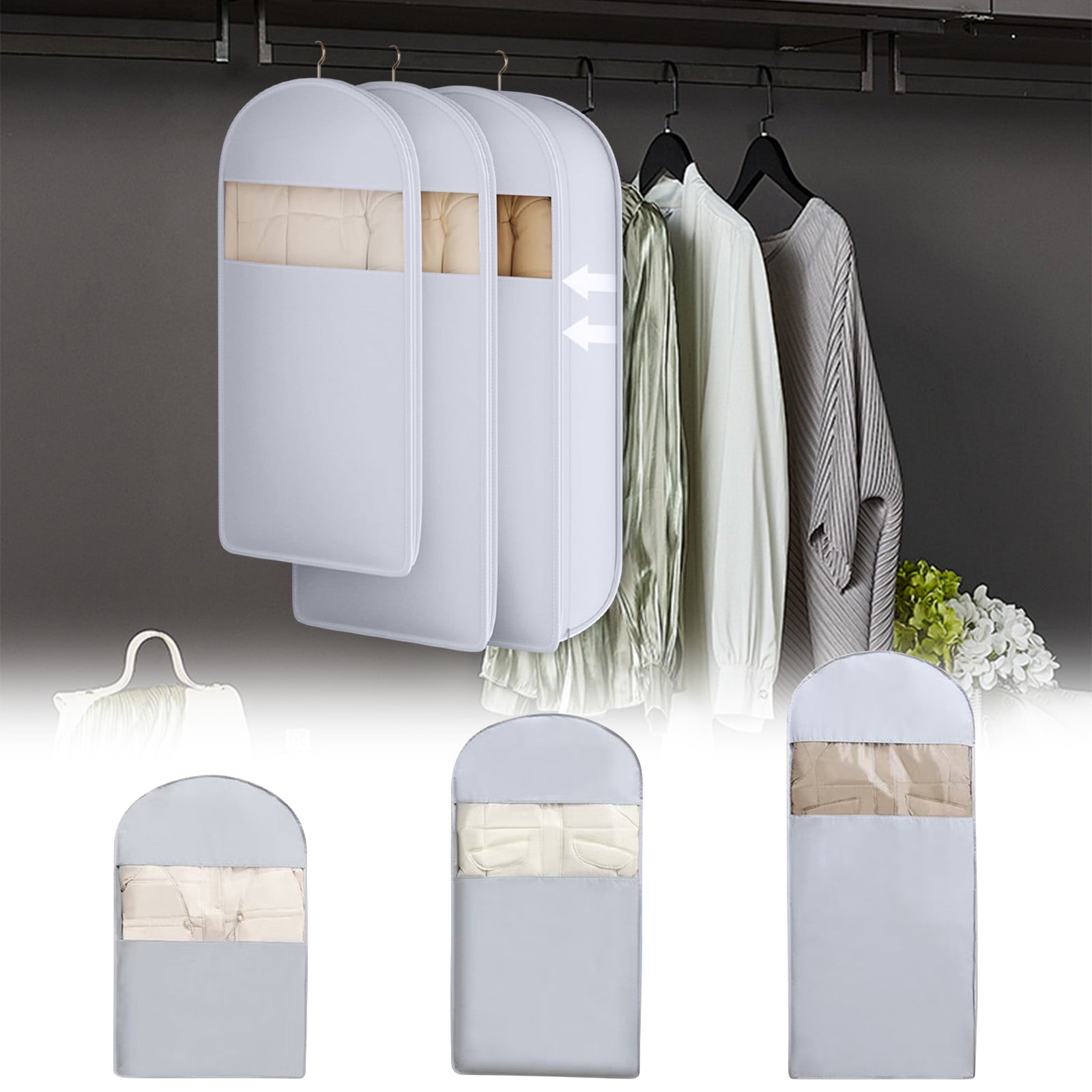 Space Saving Hanging Garment Bag | Self-Compression Zipper | Closet ...
