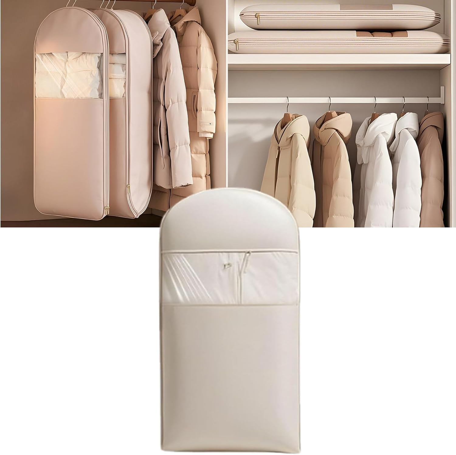 Space Saving Hanging Garment Bag with Self Compression Zipper,Dust ...