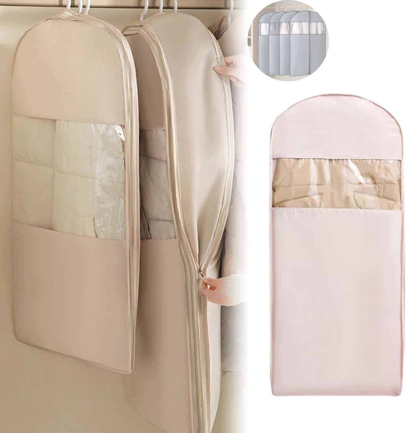 Space Saving Hanging Garment Bag with Self Compression Zipper ...