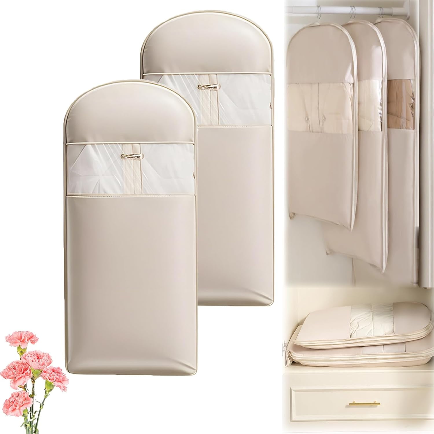 Space Saving Hanging Garment Bag with Self Compression Zipper, Garment ...