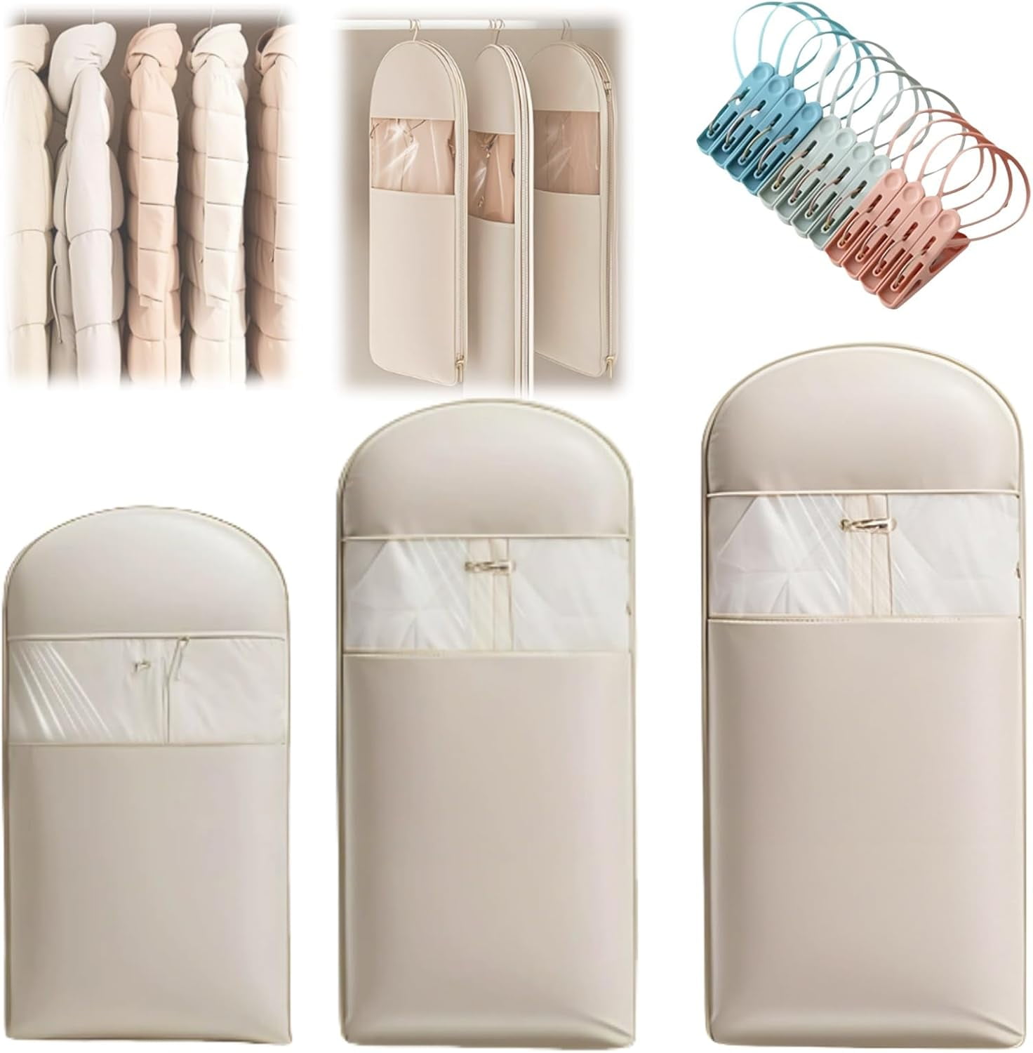 Space Saving Hanging Garment Bag with Self Compression Zipper ...