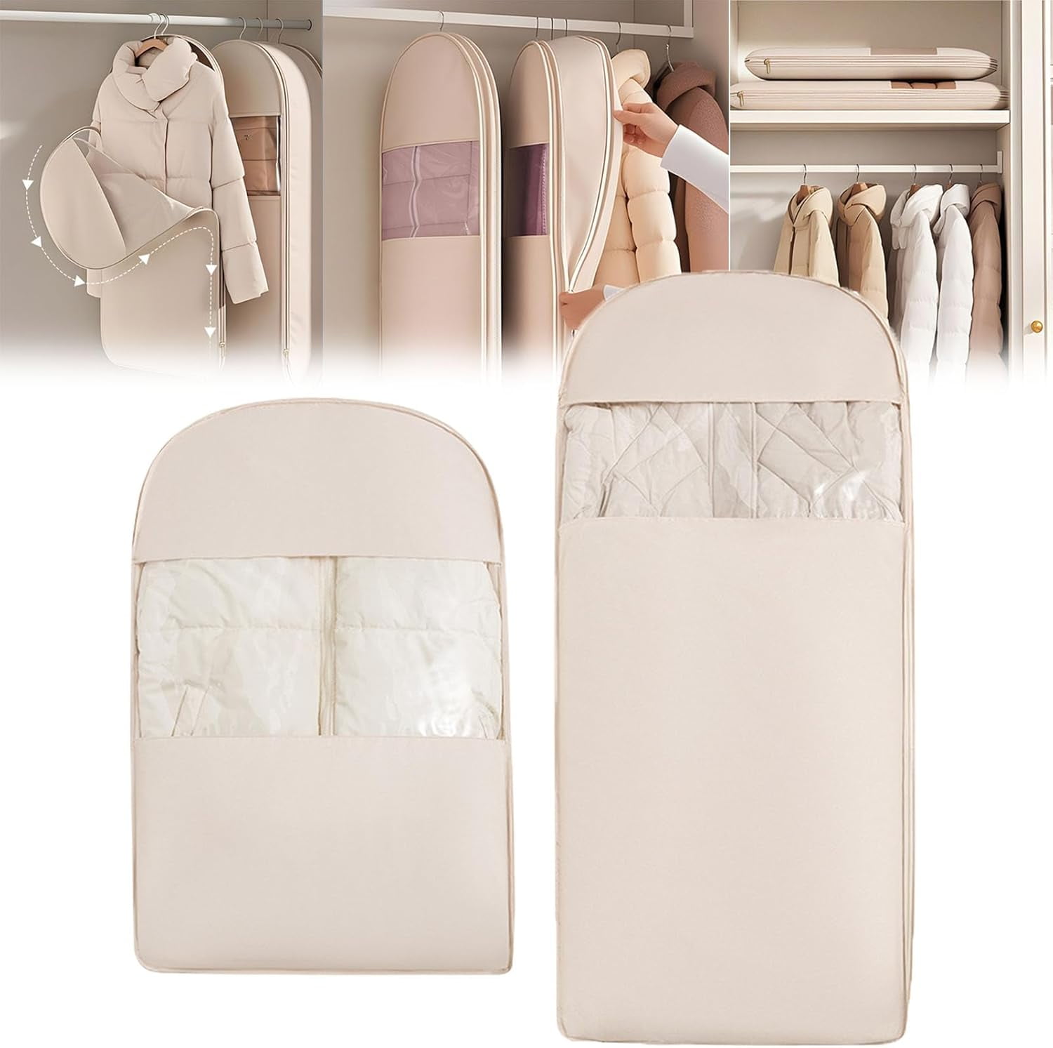 Space Saving Hanging Garment Bag with Self Compression Zipper ...