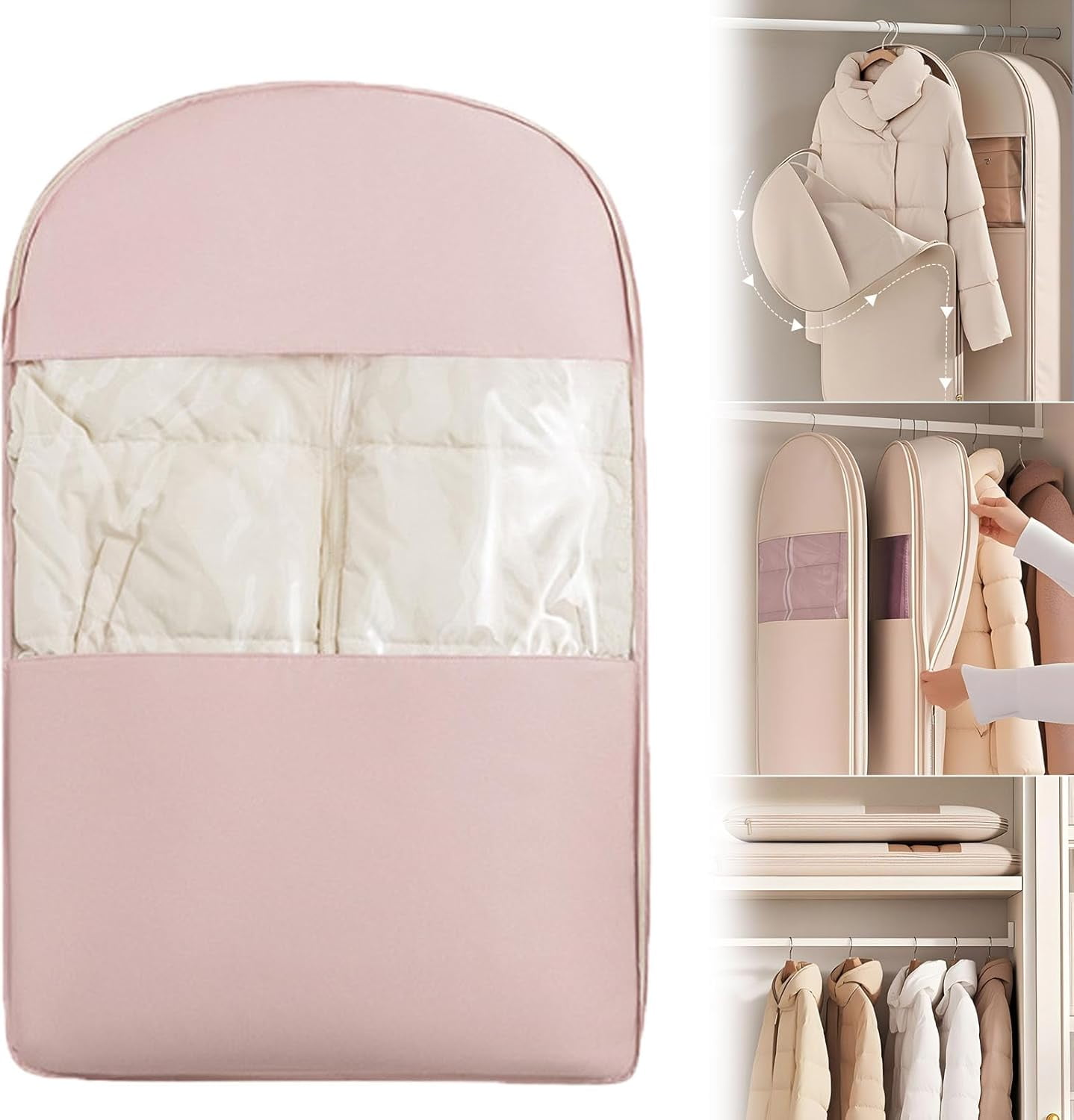 Space Saving Hanging Garment Bag with Self Compression Zipper ...