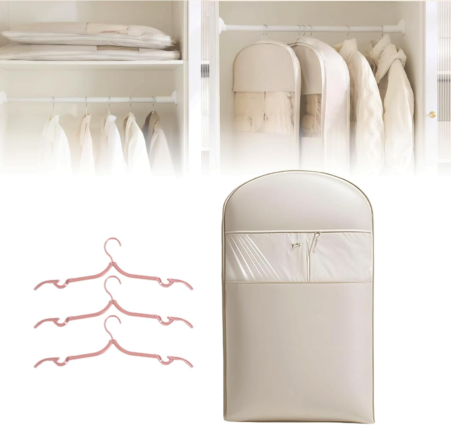 Space Saving Hanging Garment Bag with Self Compression Zipper ...