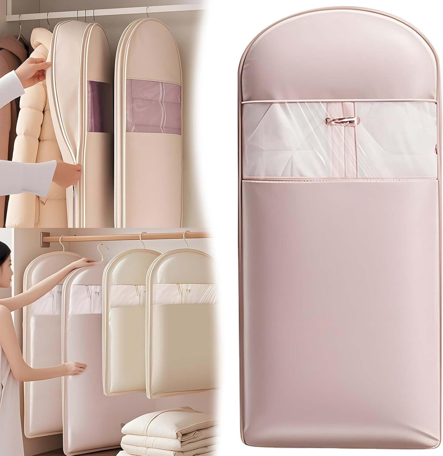 Space Saving Hanging Garment Bag with Self Compression Zipper, Protects ...