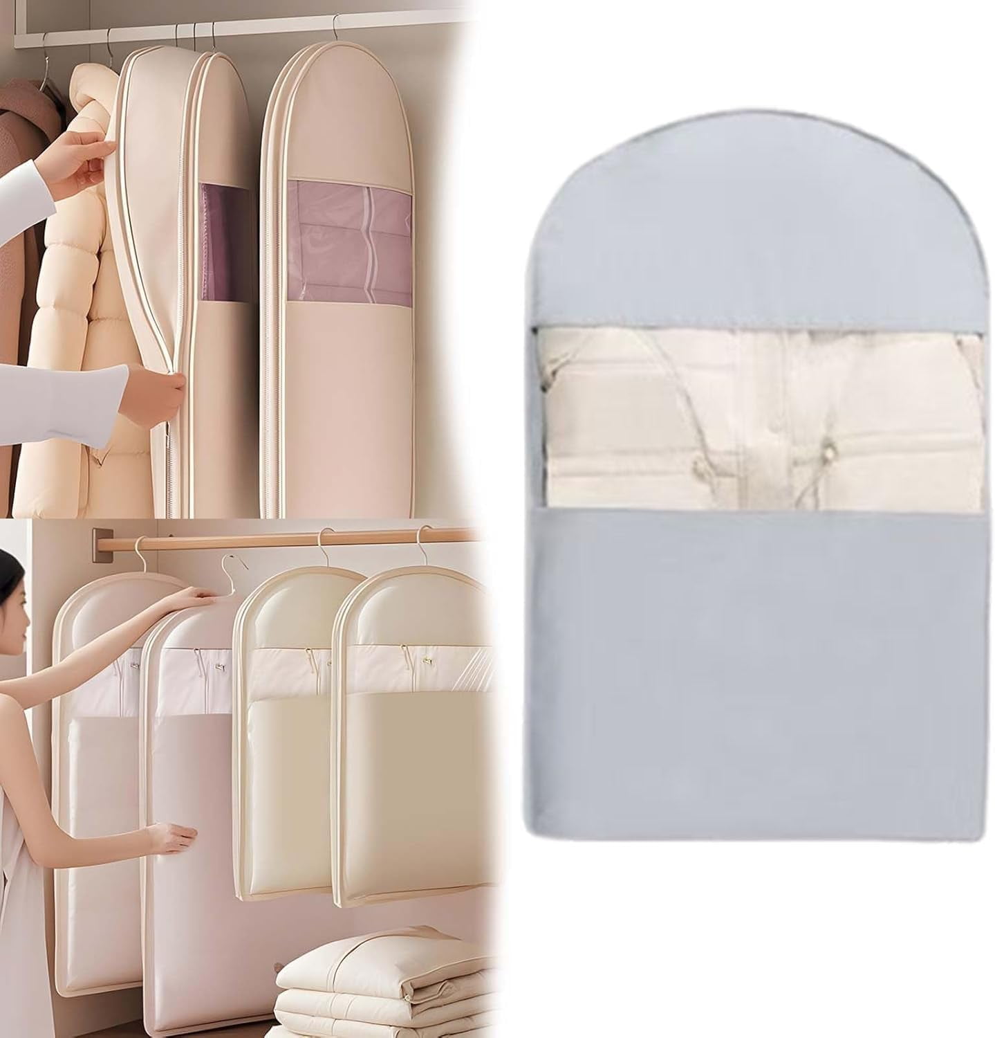 Space Saving Hanging Garment Bag with Self Compression Zipper, Protects ...