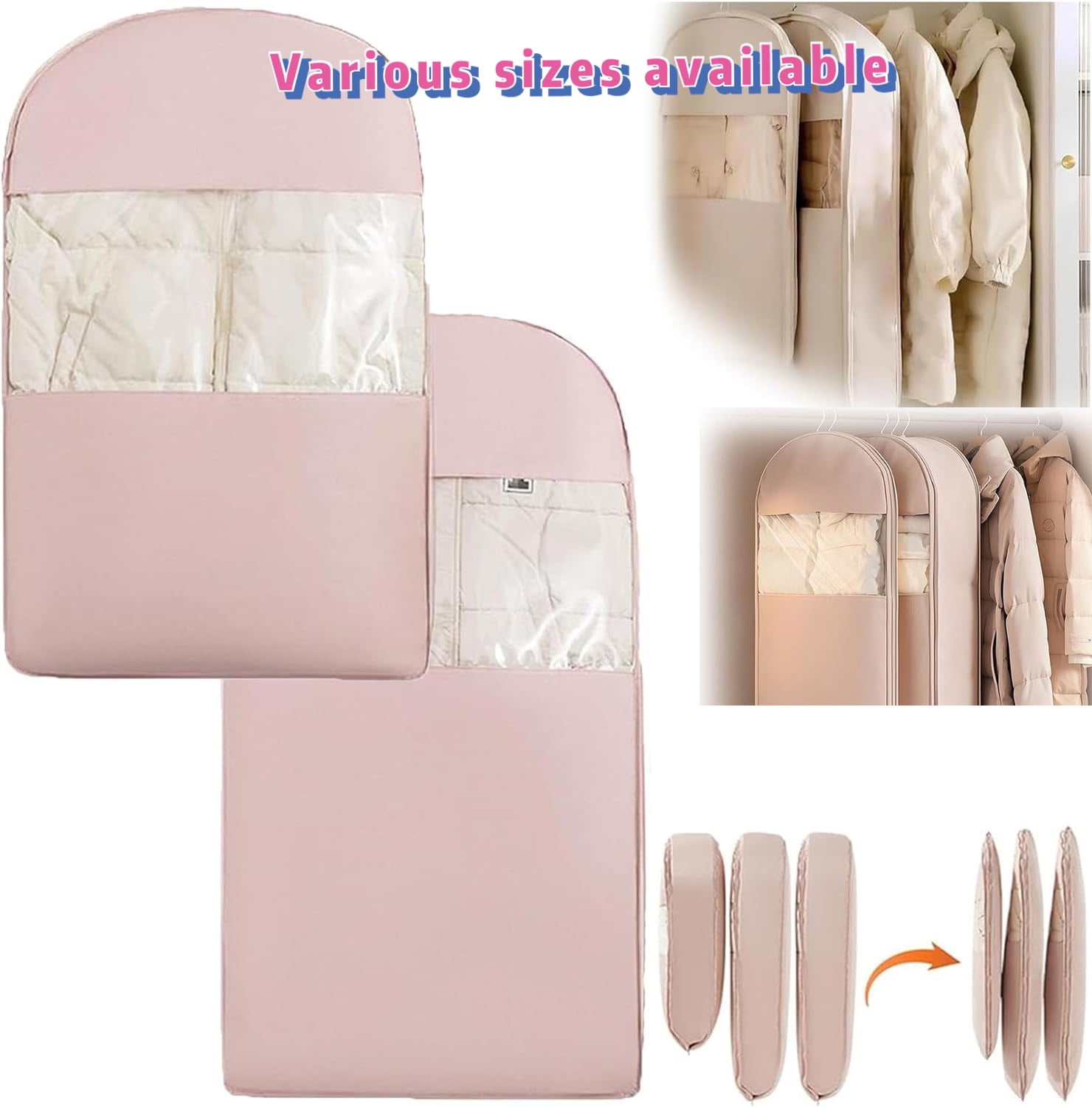 Space Saving Hanging Garment Bag with Self Compression Zipper,Space ...