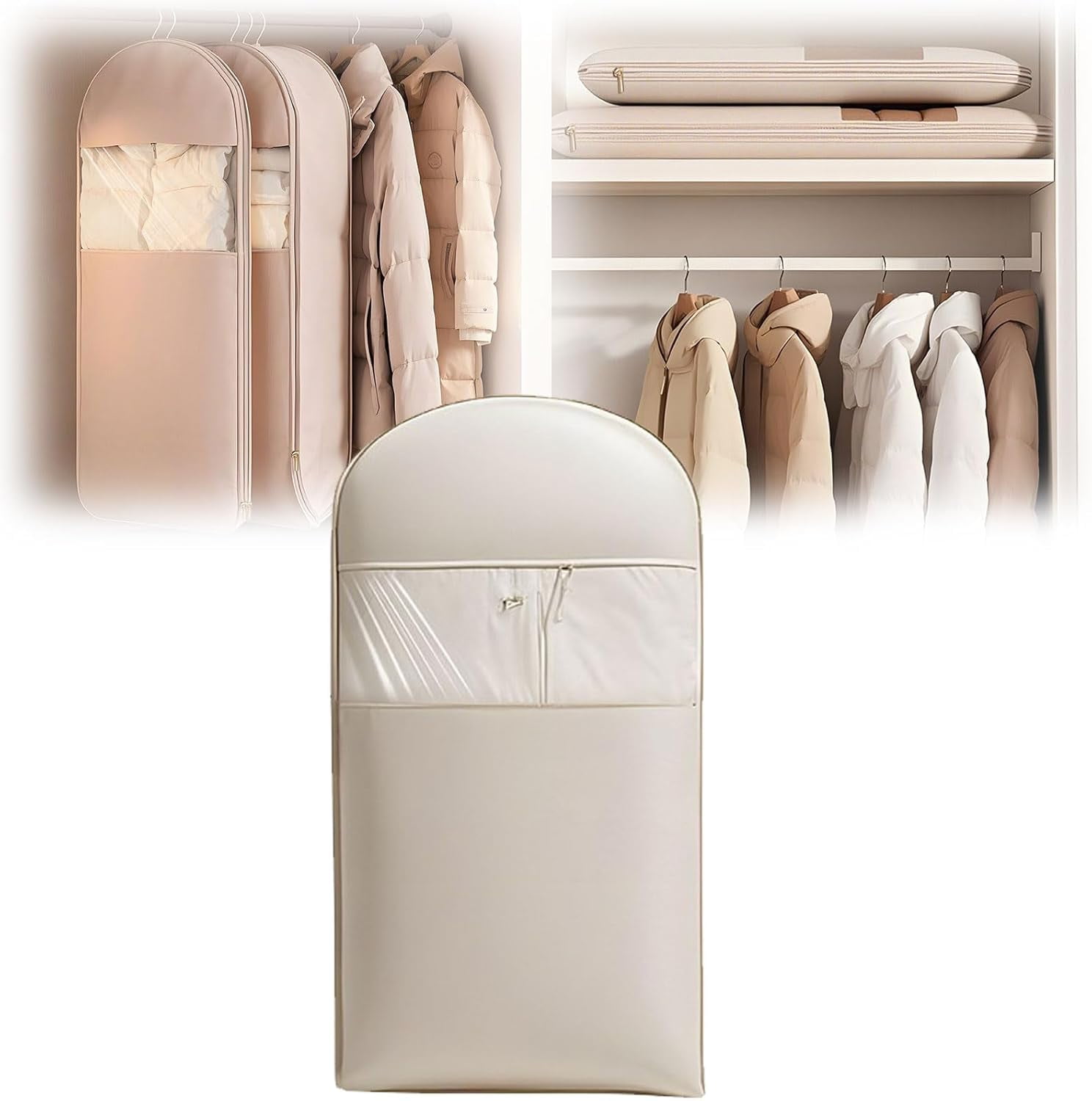 Space Saving Hanging Garment Bag with Self Compression Zipper, Space ...
