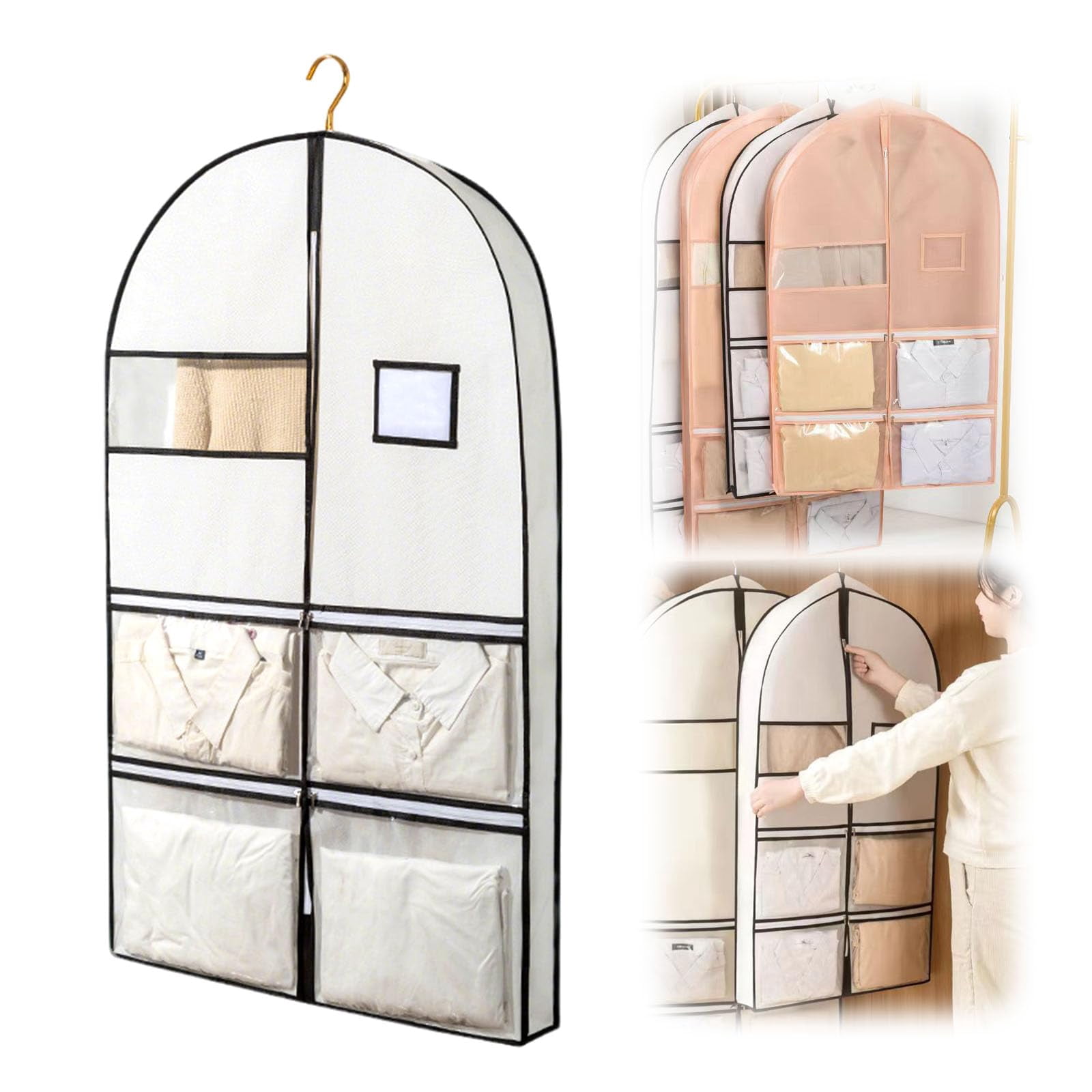Space Saving Hanging Garment Bag with Self Compression Zipper, Space ...