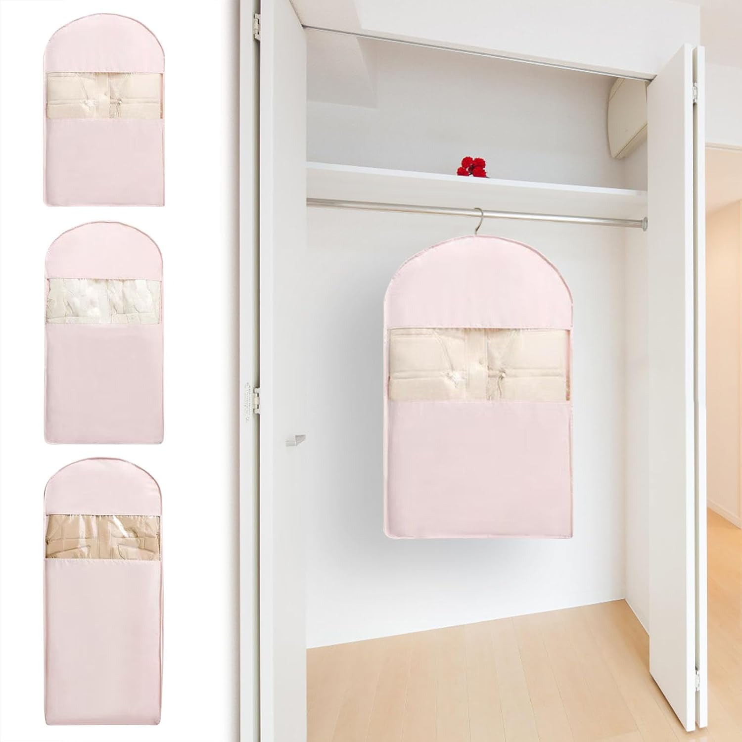 Space Saving Hanging Garment Bag with Self Compression Zipper, Space ...