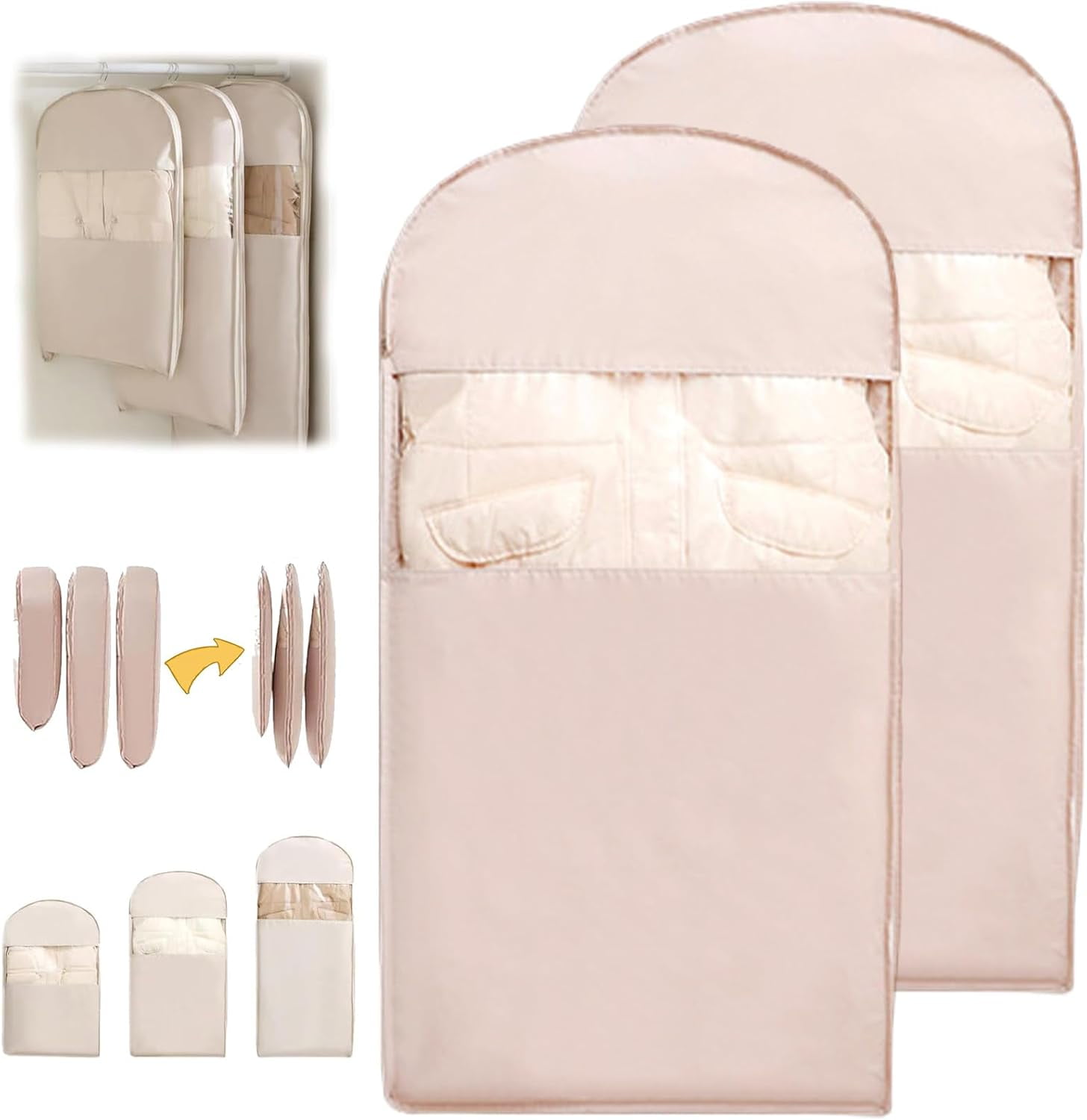 Space Saving Hanging Garment Bag with Self Compression Zipper, Ultra ...