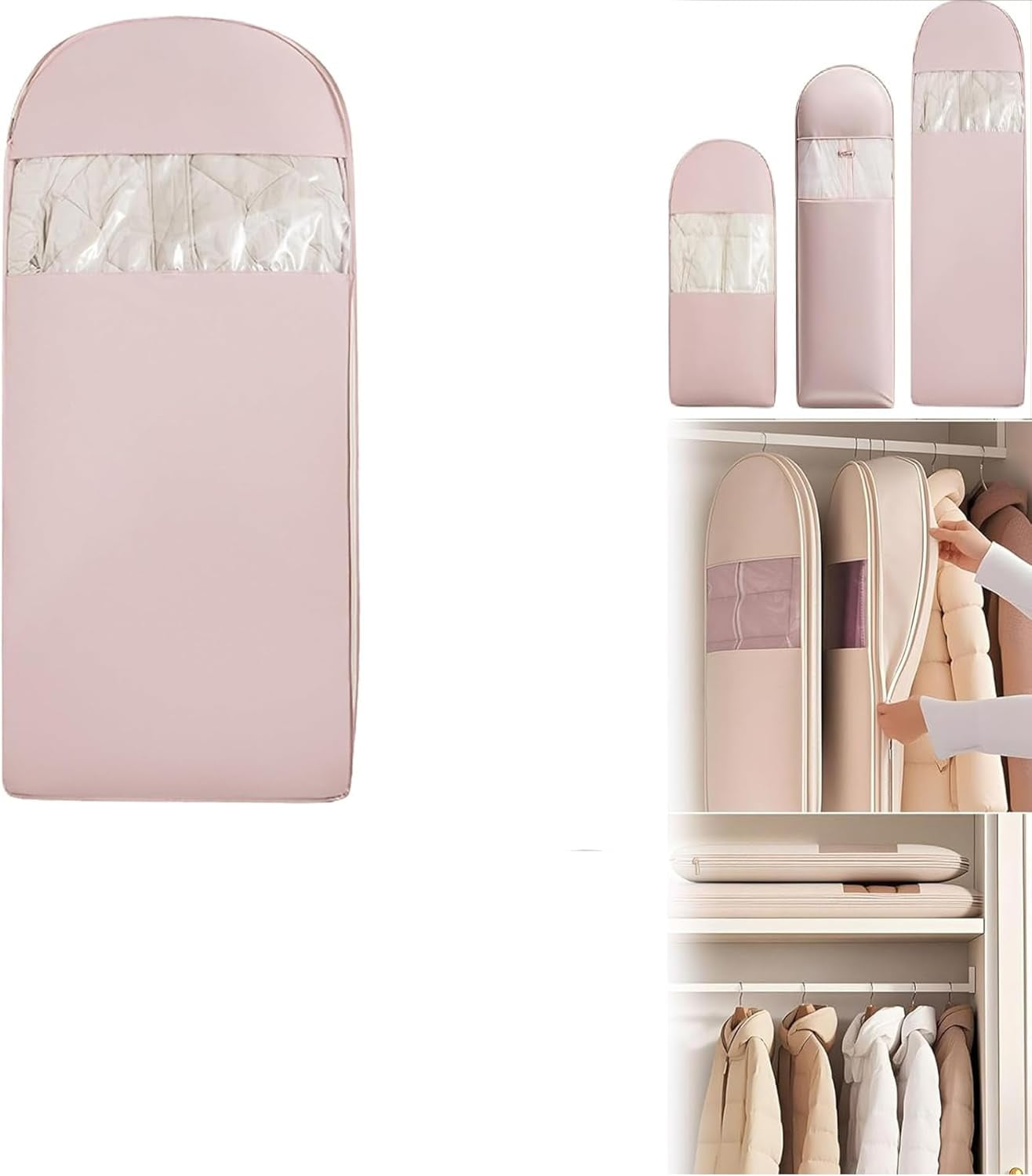 Space Saving Hanging Garment Bag with Self Compression Zipper,Dust ...