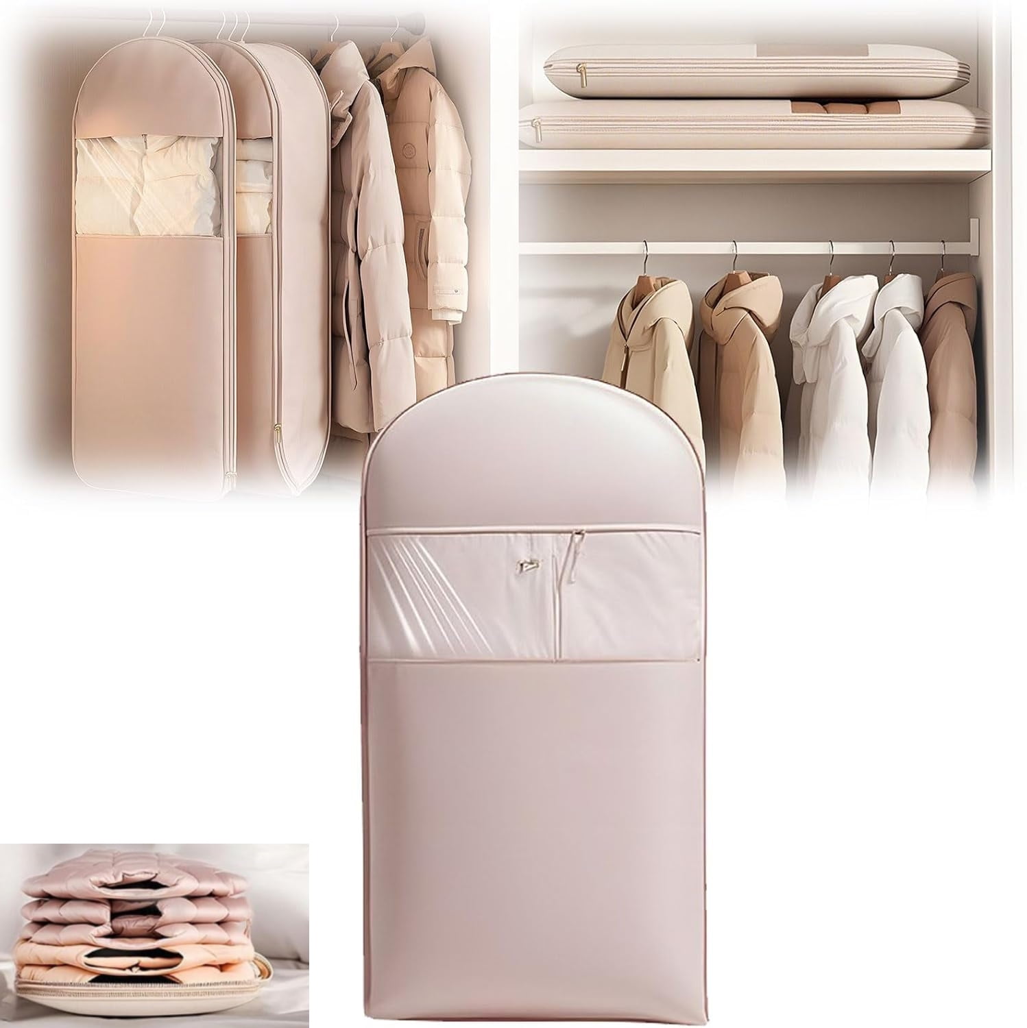 Space Saving Hanging Garment Bag with Self Compression Zipper,Space ...