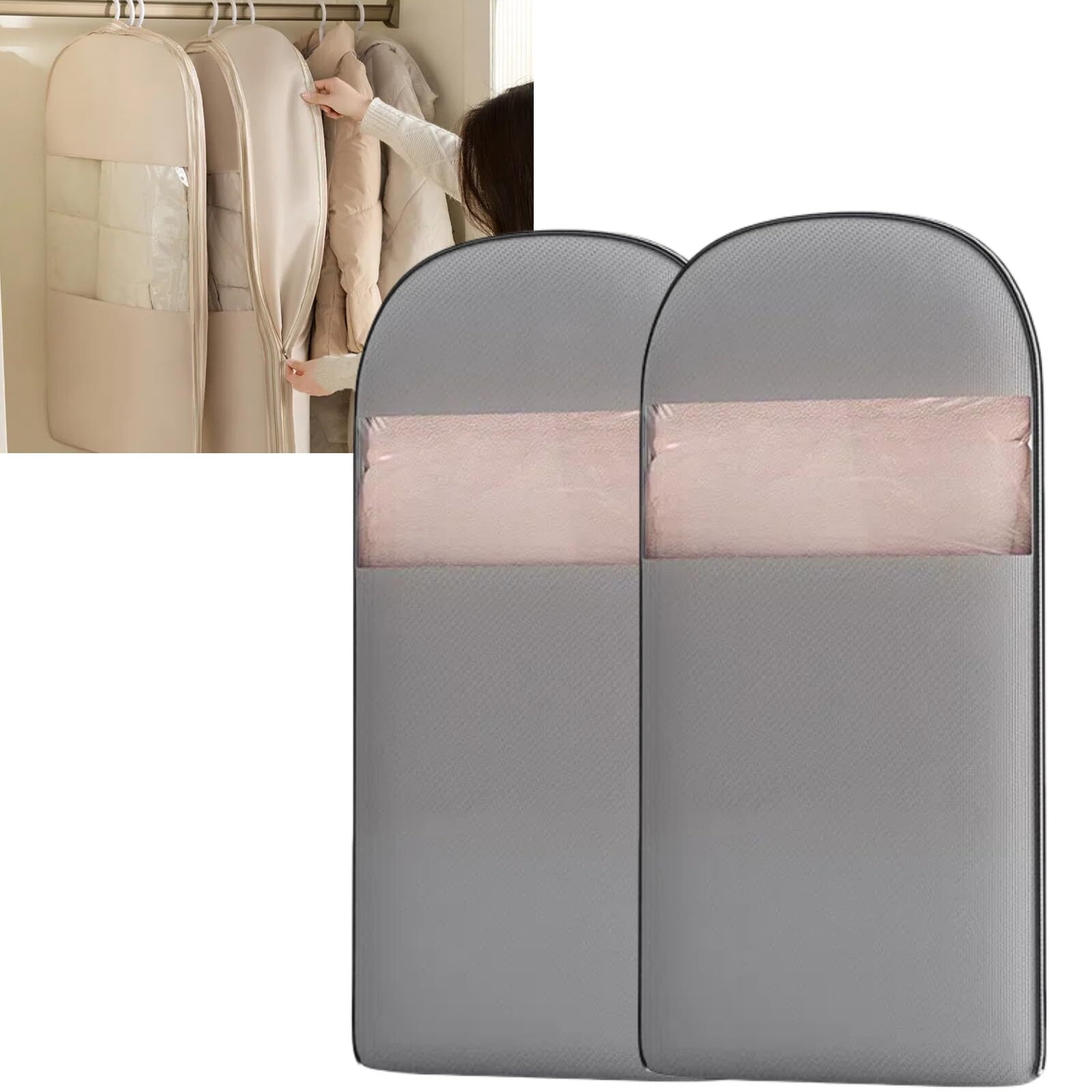 Space Saving Hanging Garment Bag with Self Compression Zipper, Space ...