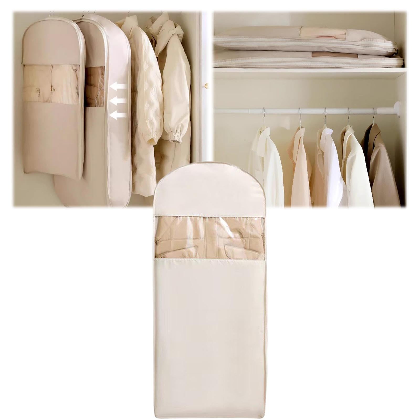 Space Saving Hanging Garment Bags - Self Compression Zipper Closet ...