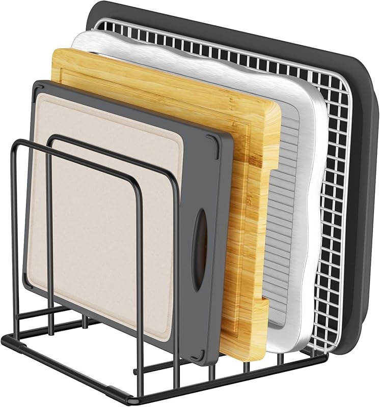 Space-Saving Kitchen Organizer Rack - Heavy-Duty 5-Slot Steel Holder ...