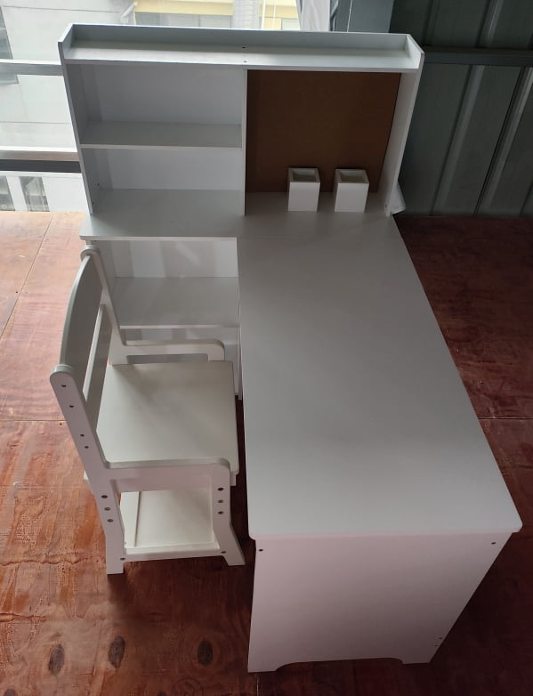 Space-Saving L-Shaped Study Desk with Seating, Multi-Functional ...