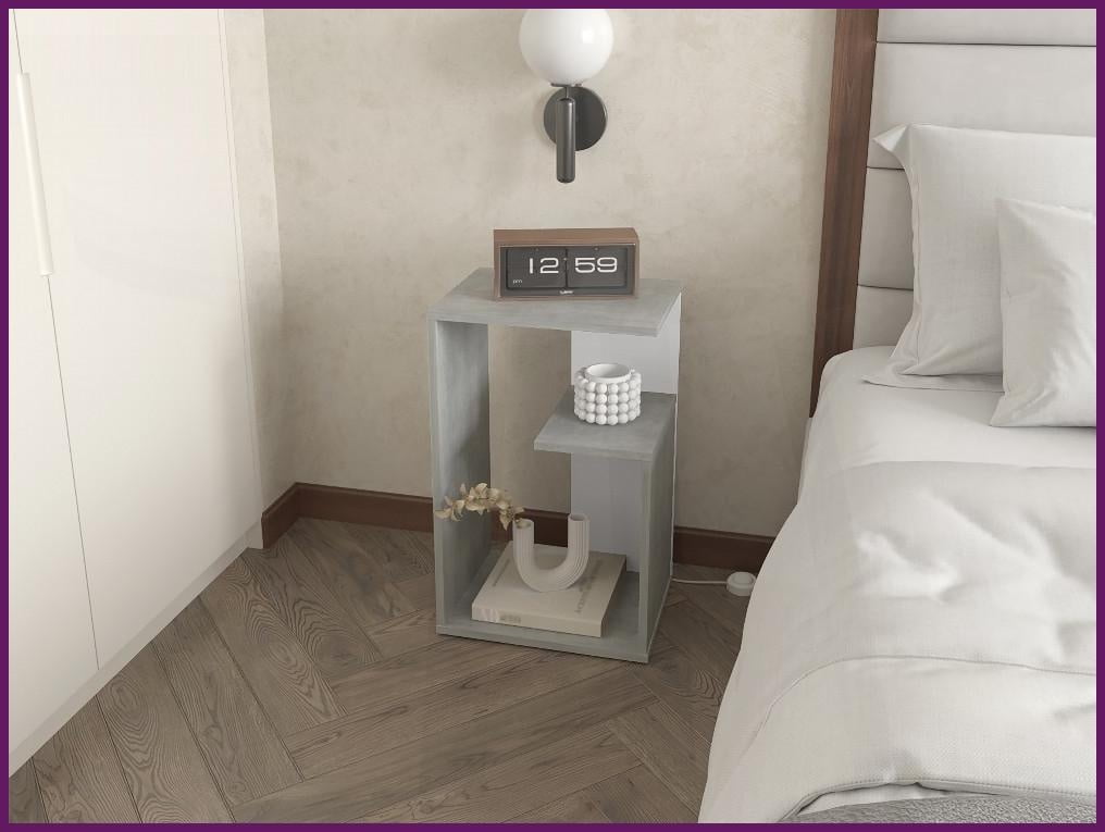 Space-Saving Melamine & Concrete Coffee Table with Open Storage ...