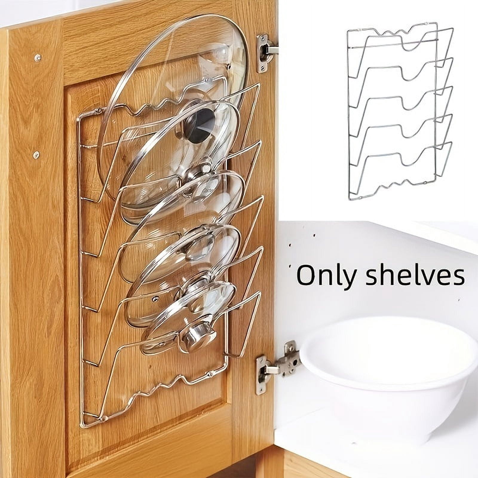1pc Multifunctional Wall-Mounted Pot and Lid Holder with Cutting Board ...