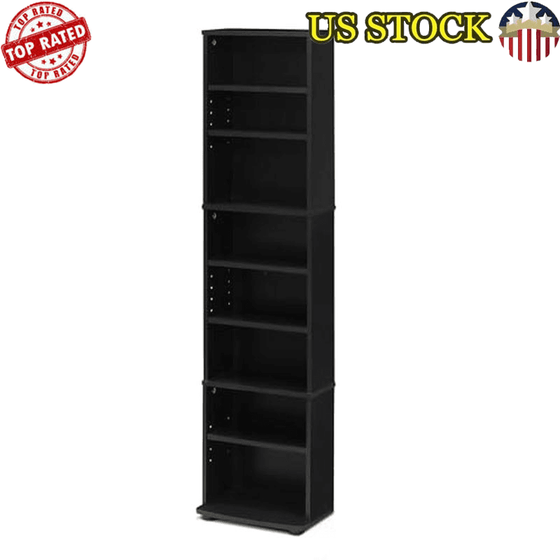 Space Saving Multimedia Storage Tower Adjustable Shelves Home Office ...