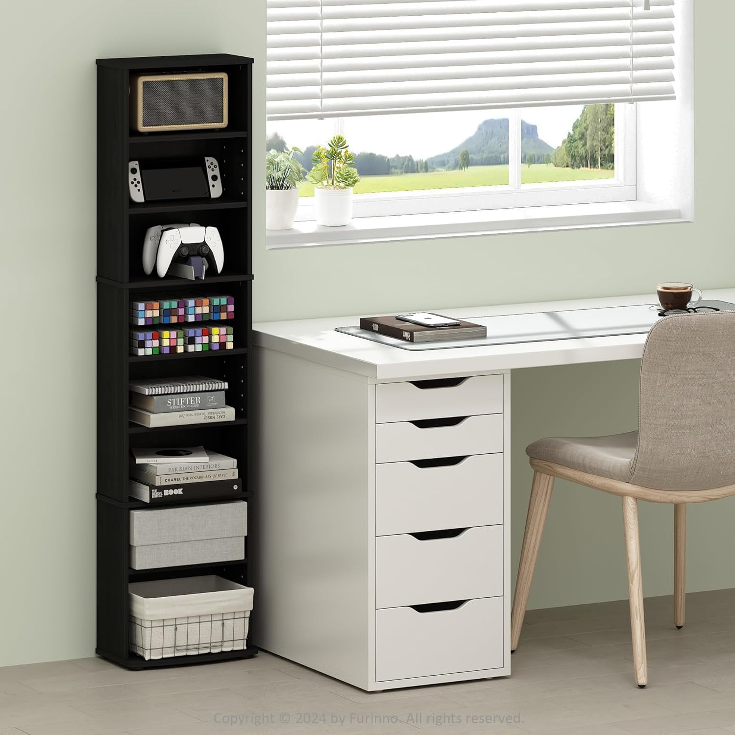Space-Saving Multimedia Storage Tower – Compact & Stylish (Espresso ...