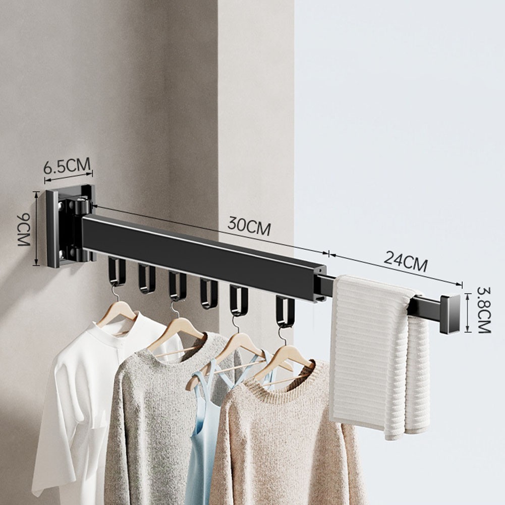 Space-Saving Retractable Cloth Drying Rack With Folding Clothes Hanger ...