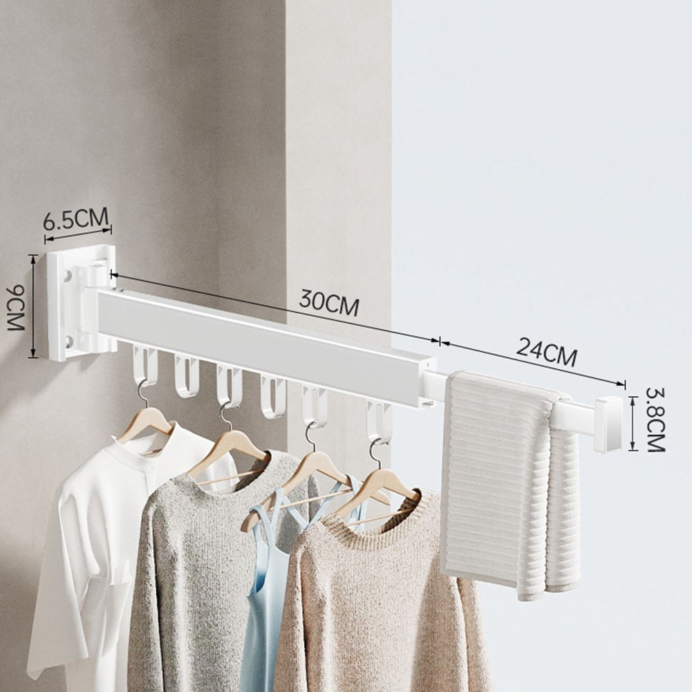 Space-Saving Retractable Cloth Drying Rack With Folding Clothes Hanger ...