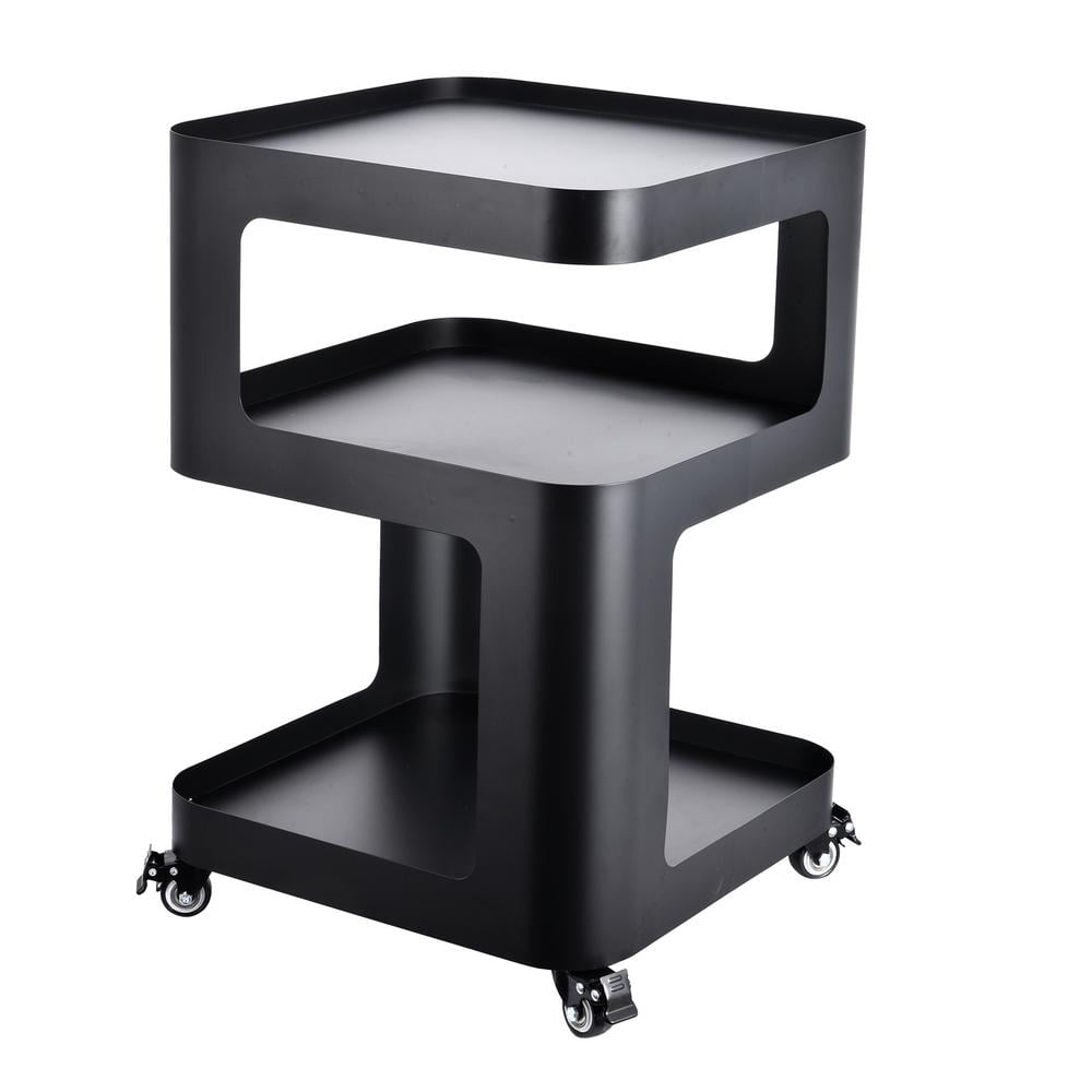 Space-Saving Rolling Side Table 3-Tier - Mobile Narrow End Table with ...